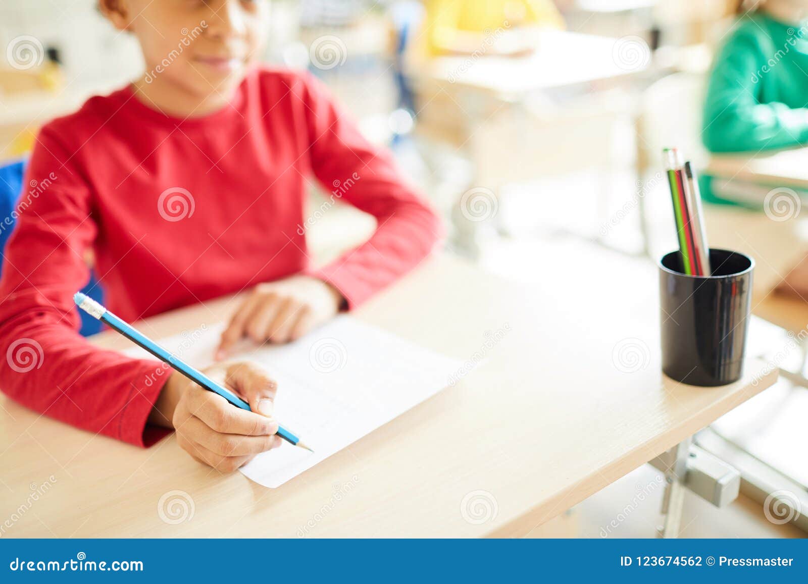 Taking test at class stock photo. Image of people, school - 123674562