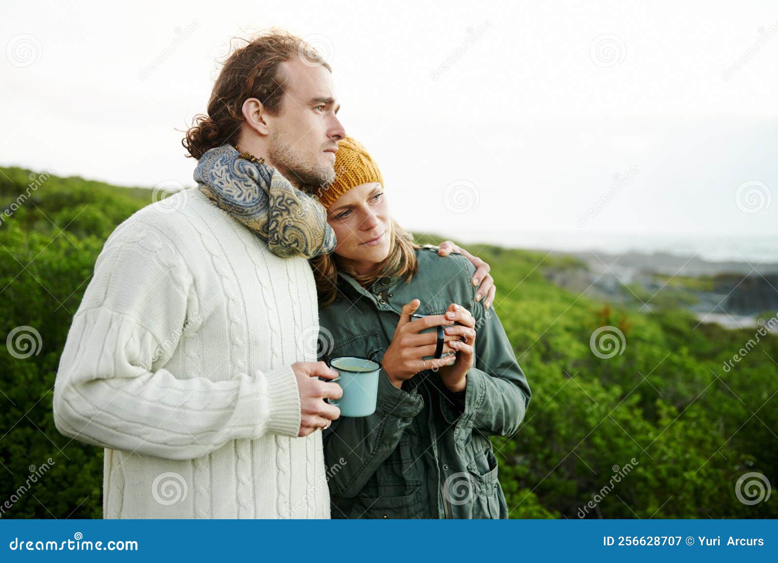 Taking in the Views. an Affectionate Young Couple Enjoying the Outdoors ...