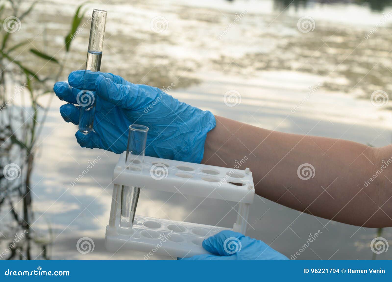 Taking a Water Test for Analysis from a Reservoir. Stock Photo - Image ...