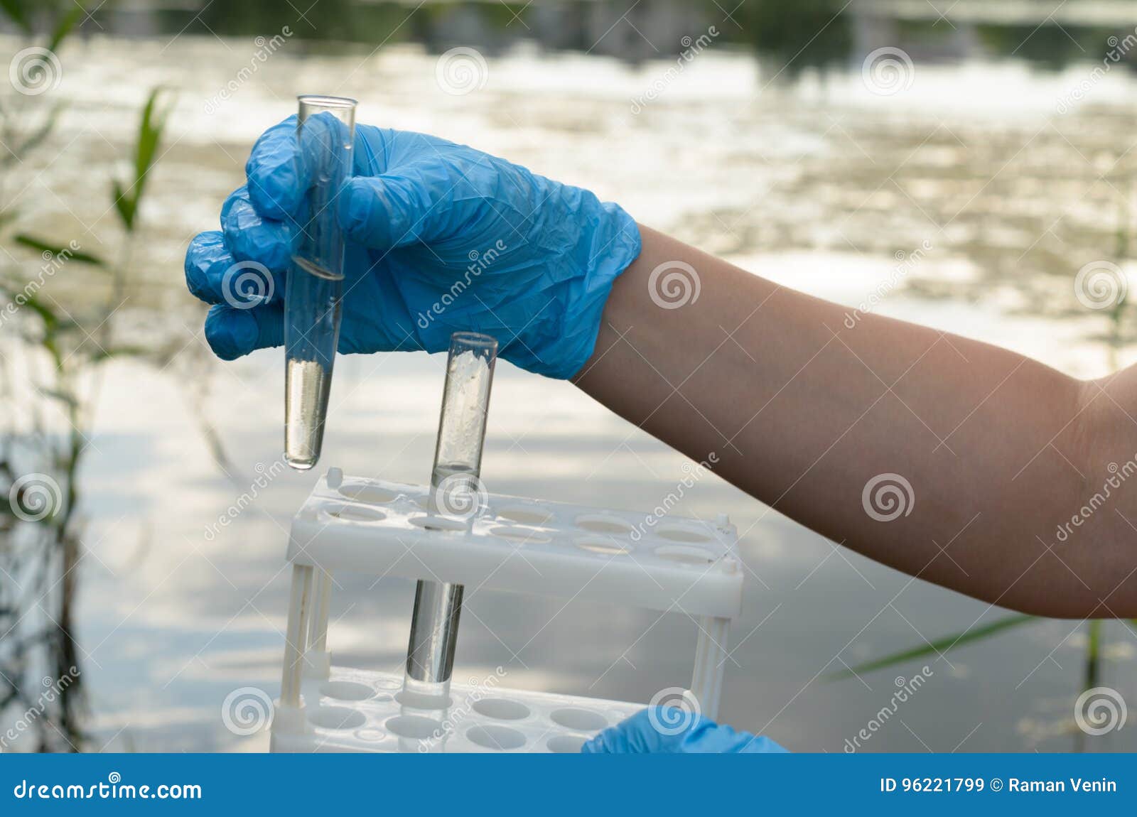 Taking a Water Test for Analysis from a Reservoir. Stock Image - Image ...