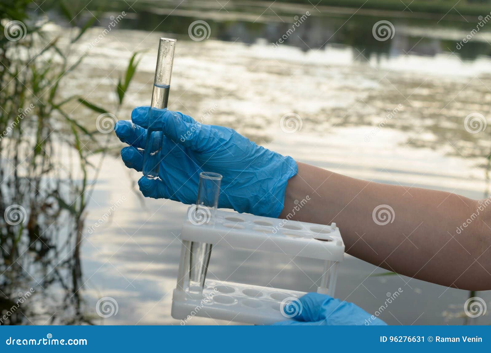 Taking a Water Test for Analysis from a Reservoir. Stock Image - Image ...