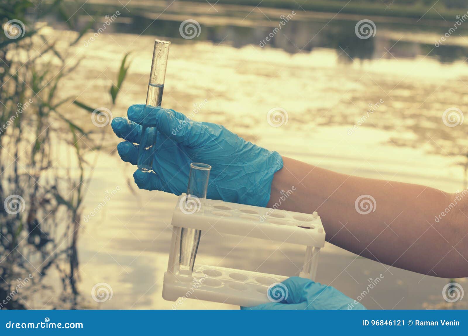 Taking a Water Test for Analysis from a Reservoir. Stock Image - Image ...
