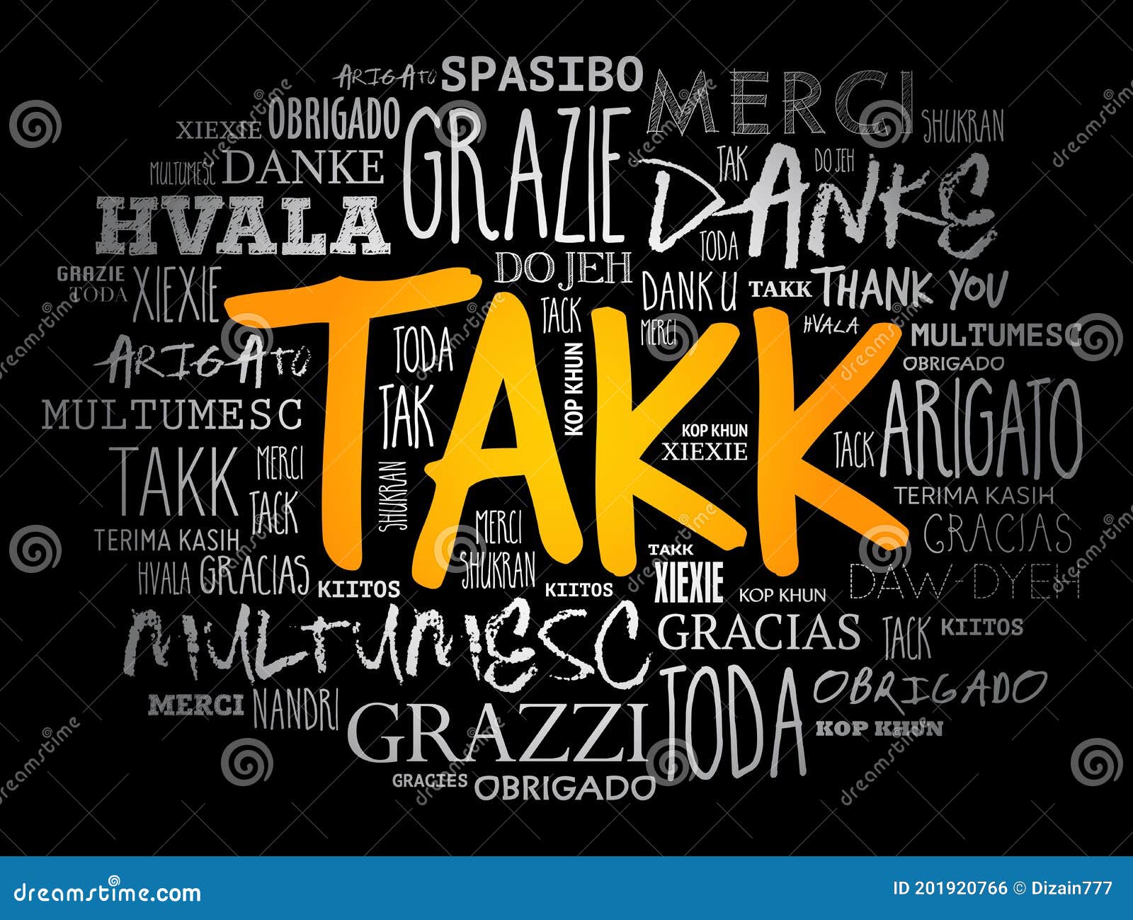 Takk (Thank You in Icelandic) Word Cloud Stock Illustration ...