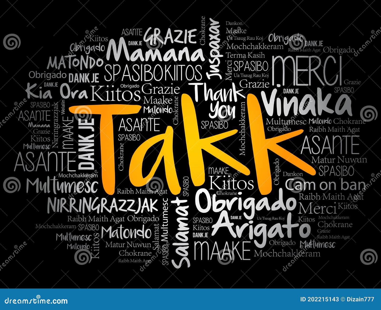 Takk (Thank You in Icelandic) Word Cloud Stock Illustration ...
