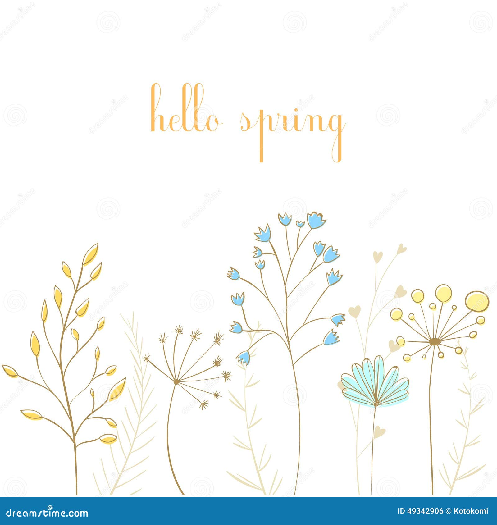 Takken Met Bladeren En De Tekst Hello Lente Vector Illustratie ...