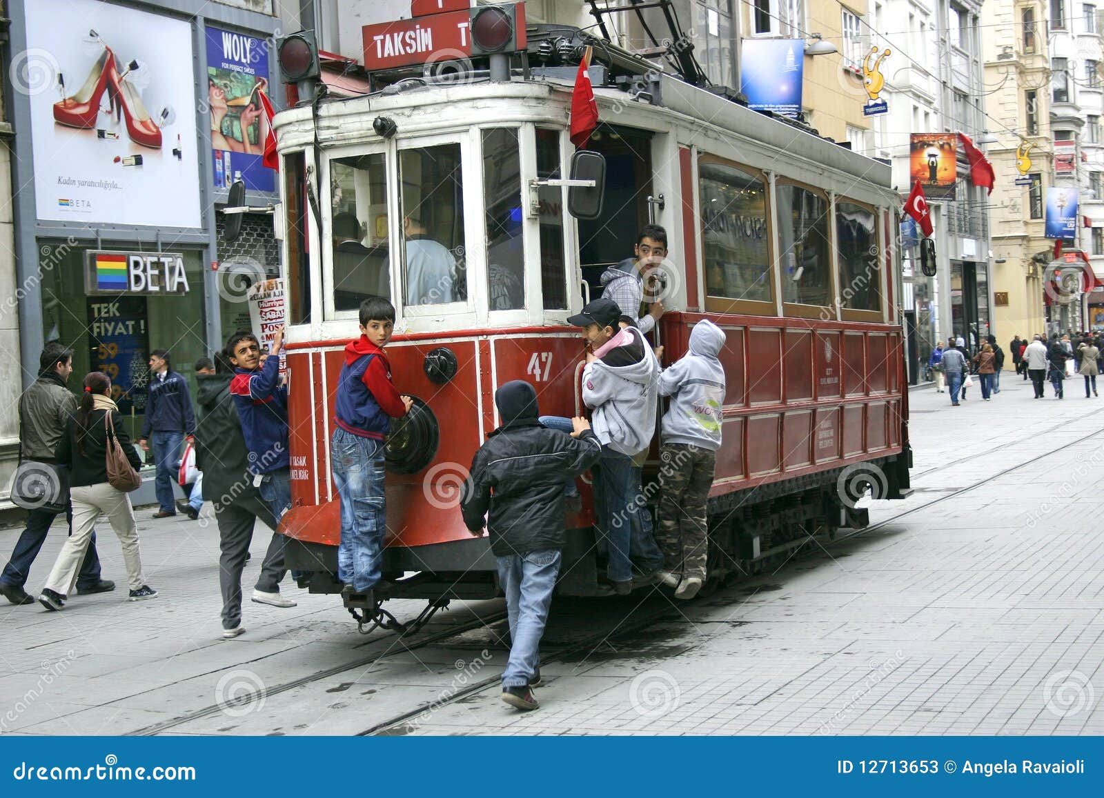 Taksim Istanbul tram editorial stock photo. Image of travel - 12713653