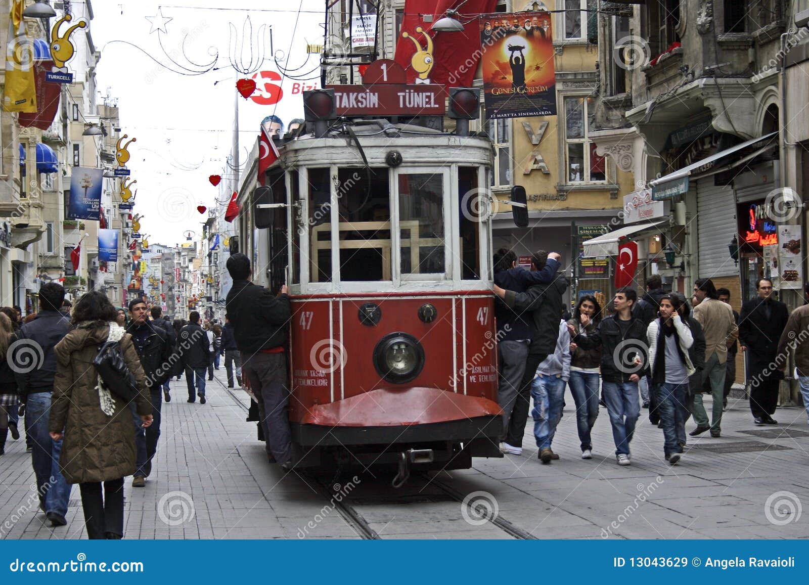 Taksim Istanbul tram editorial stock image. Image of turkish - 13043629
