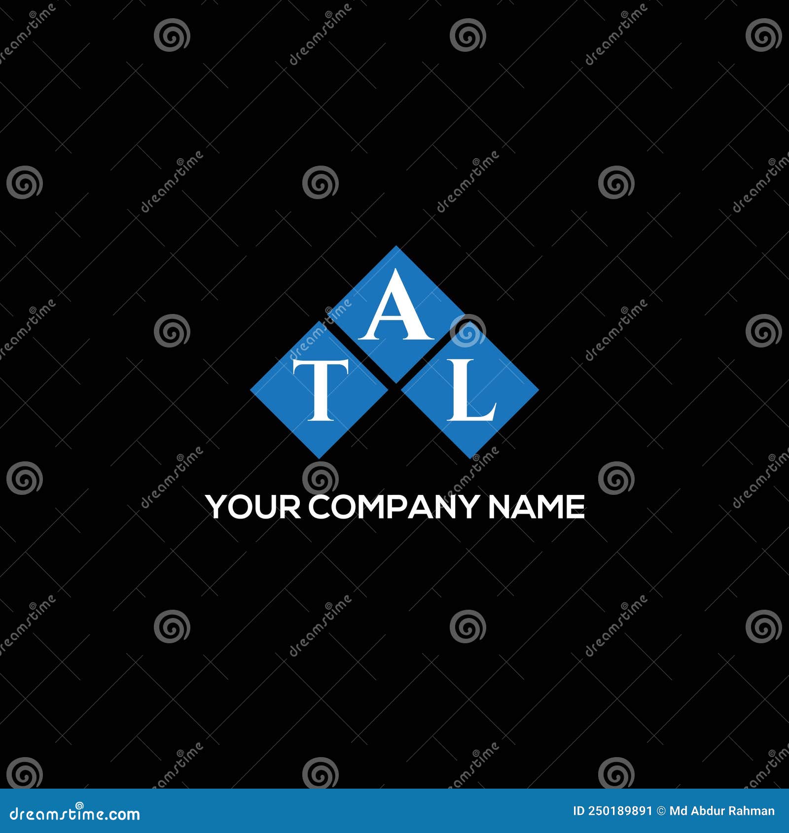 TAL Letter Logo Design on BLACK Background. TAL Creative Initials ...