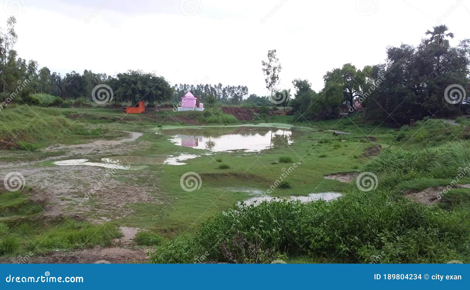 Talab and temple stock photo. Image of soil, temple - 189804234