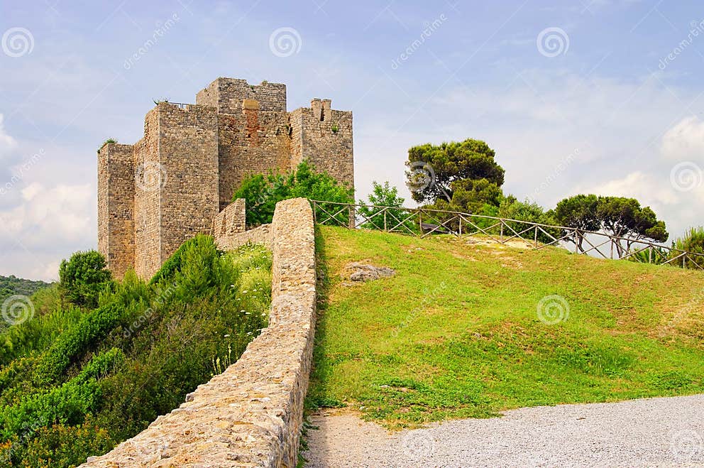 Talamone stock photo. Image of fort, wall, field, tower - 18847196