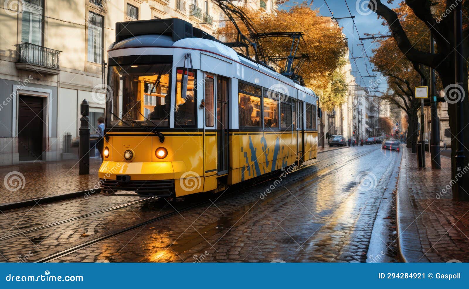 The Tale of the Iconic Yellow Tram. Generative AI Stock Illustration ...