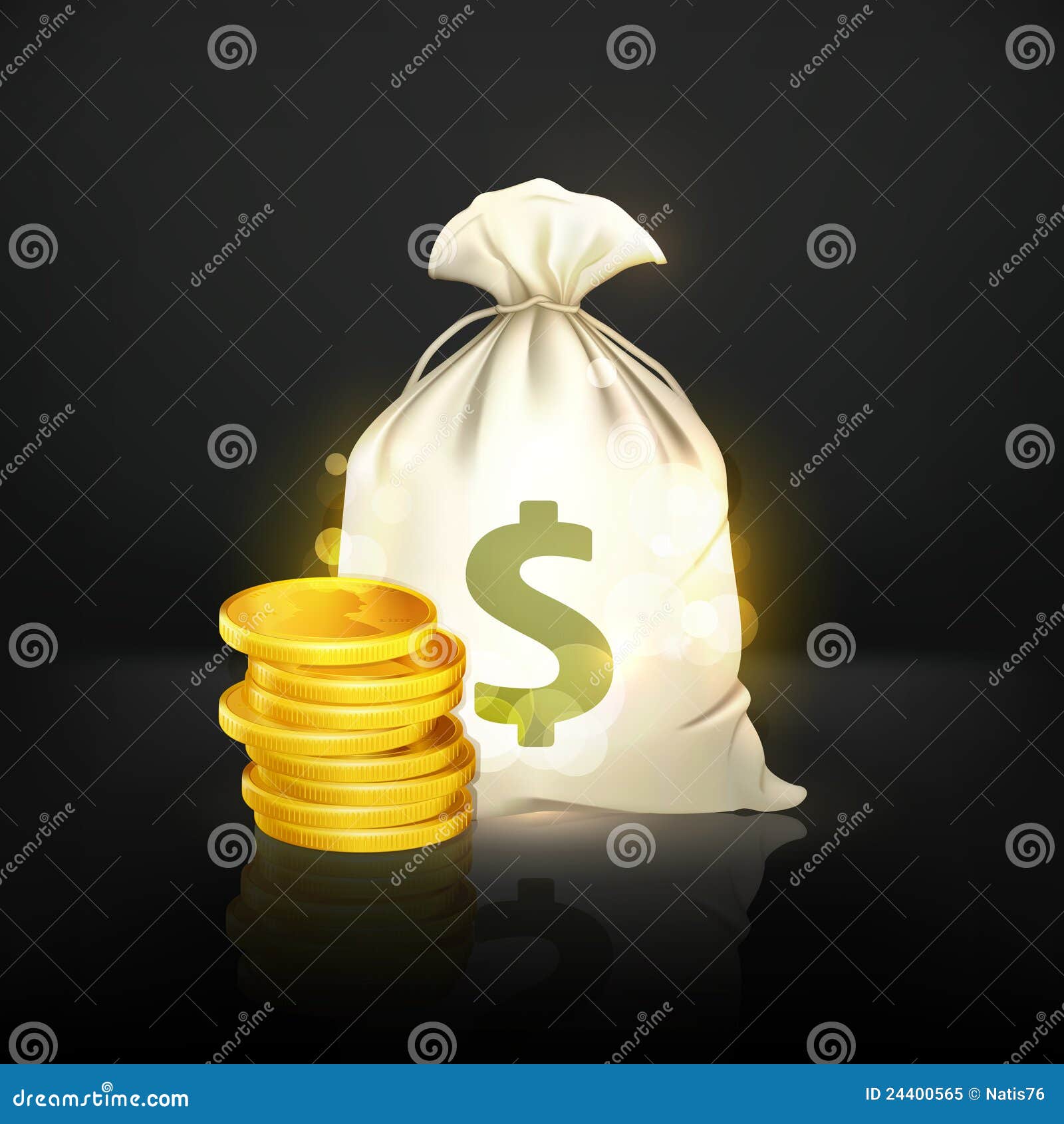 Talega y moneda, negras ilustración del vector. Ilustración de banca ...