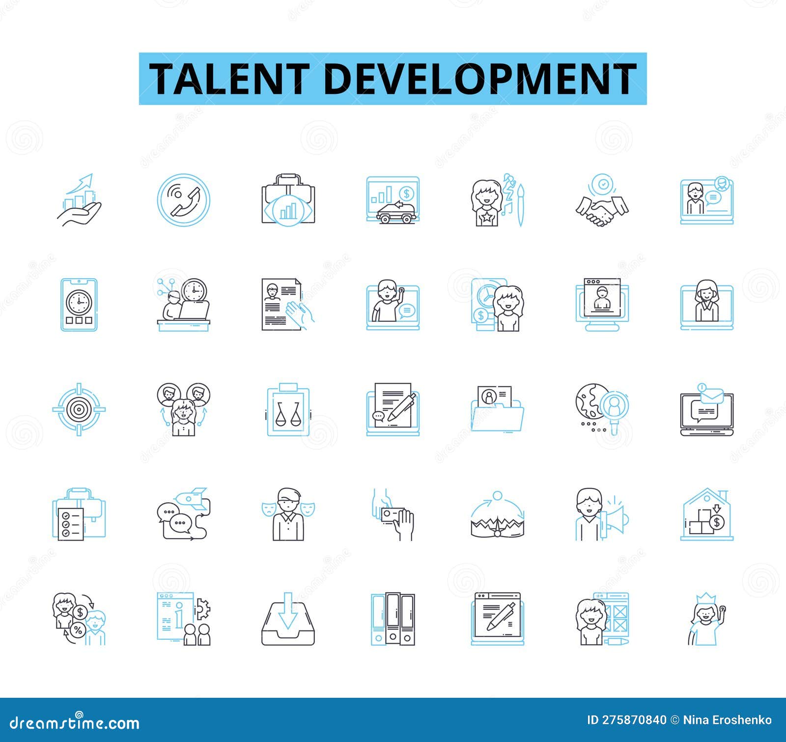 Talent Development Linear Icons Set. Growth, Learn, Progression ...