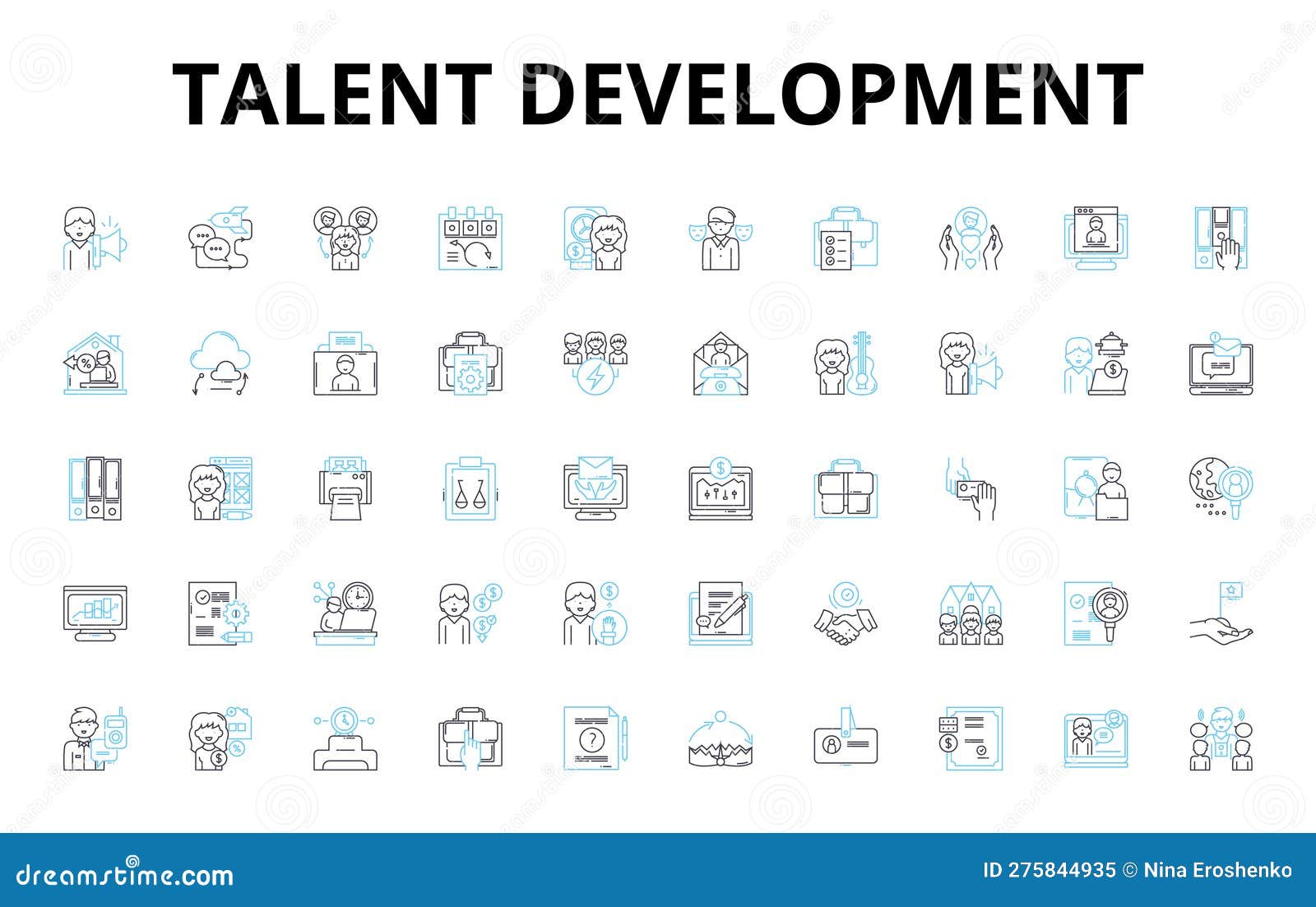 Talent Development Linear Icons Set. Growth, Learn, Progression ...