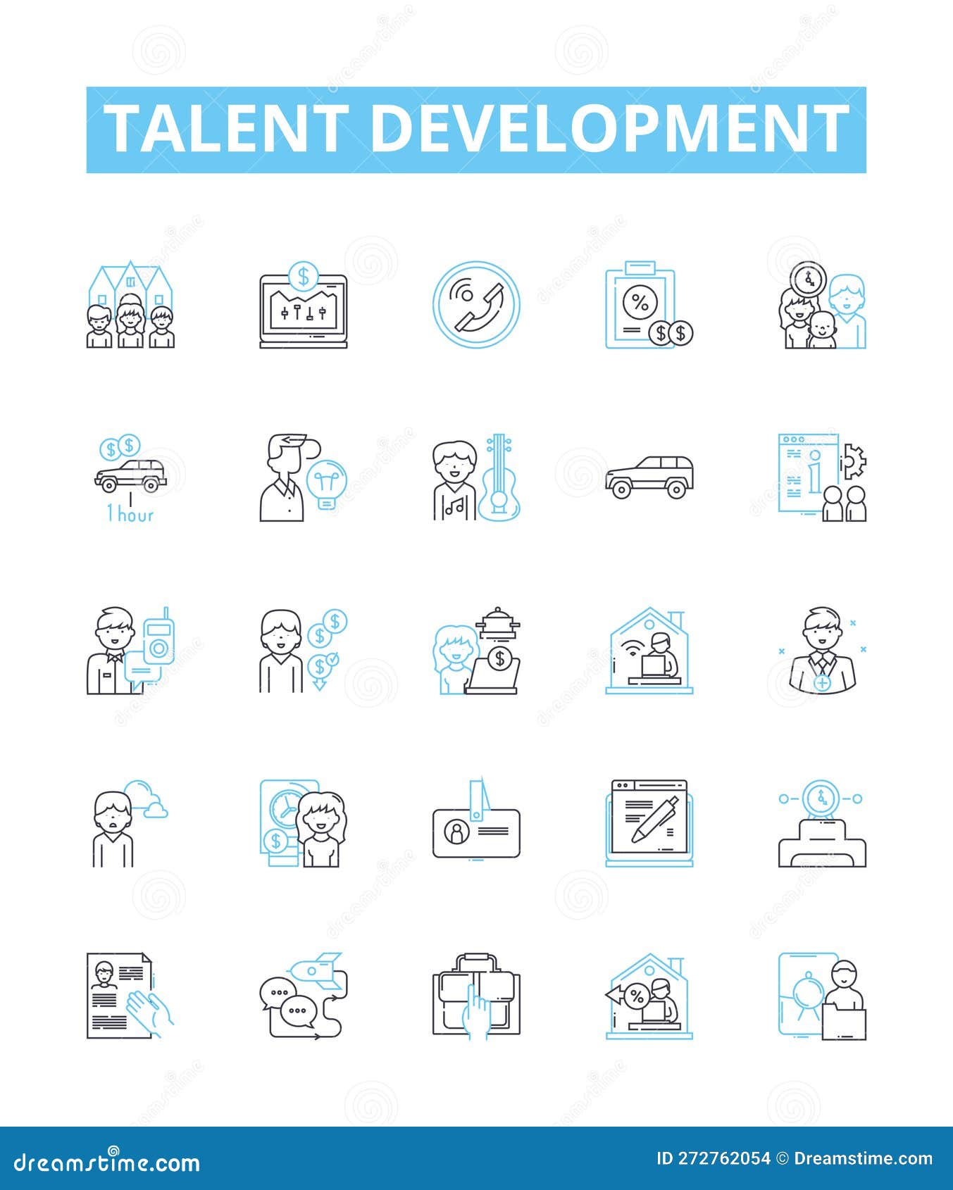 Talent Development Vector Line Icons Set. Education, Training, Coaching ...