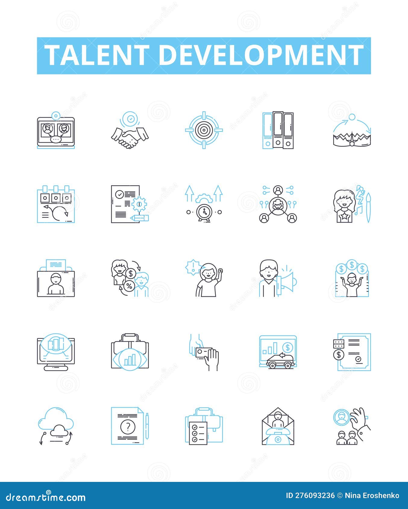 Talent Development Vector Line Icons Set. Education, Training, Coaching ...