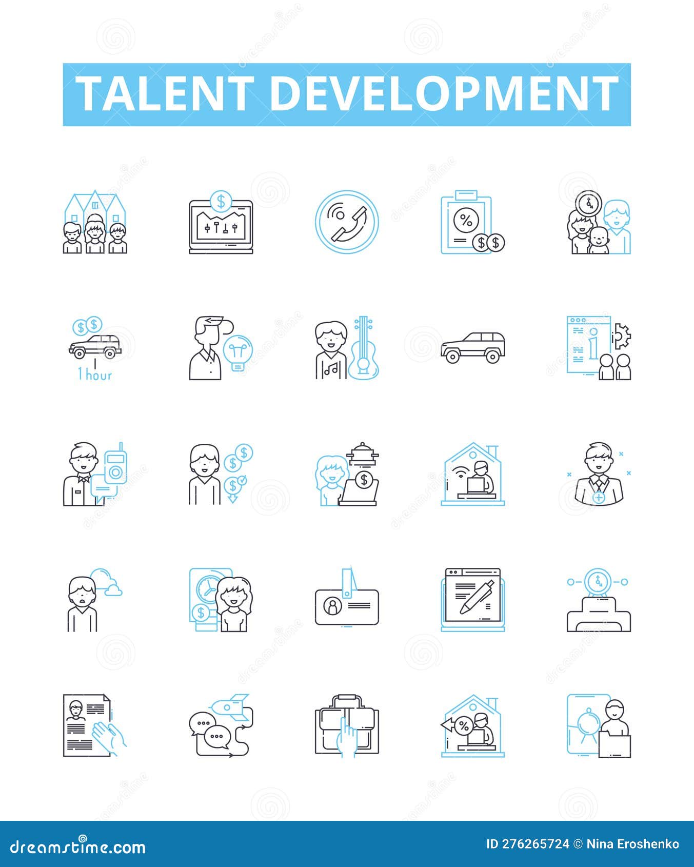 Talent Development Vector Line Icons Set. Education, Training, Coaching ...