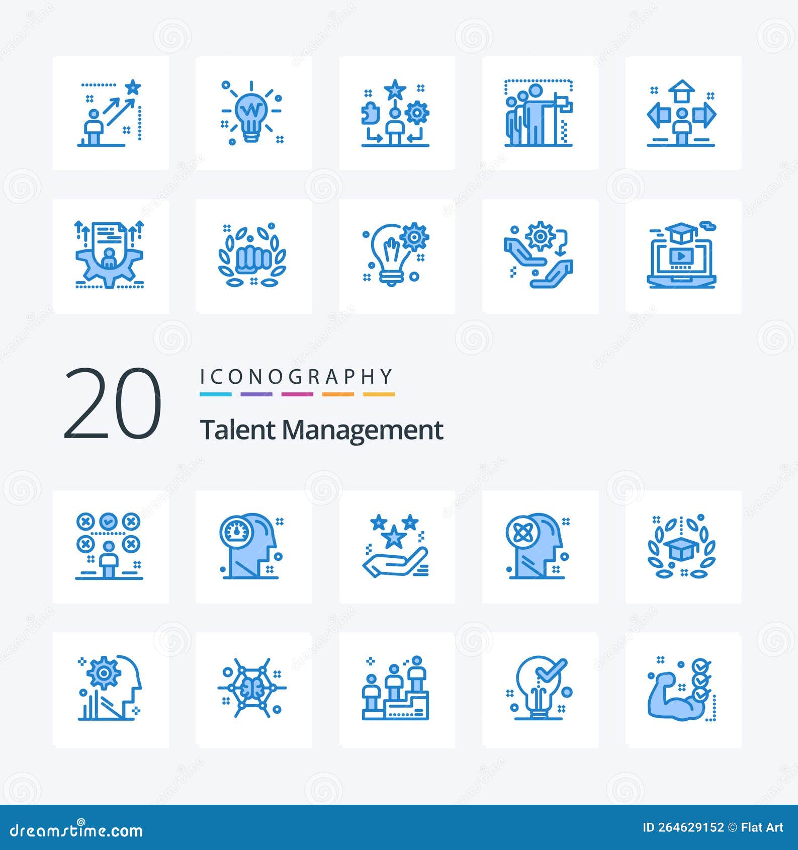 20 Talent Management Blue Color Icon Pack Like Processing User Human ...