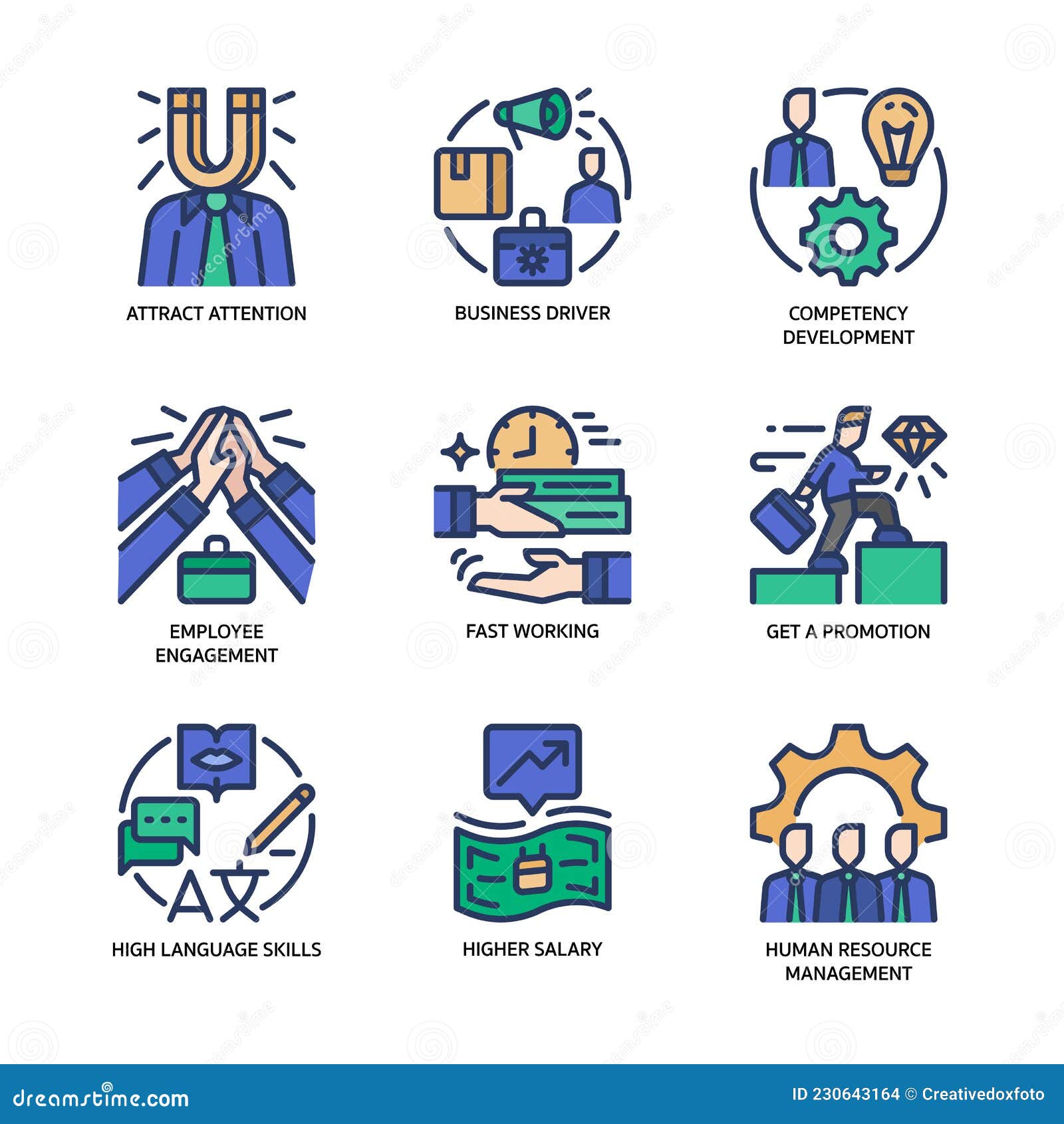 Talent Management Icon Set stock vector. Illustration of business ...
