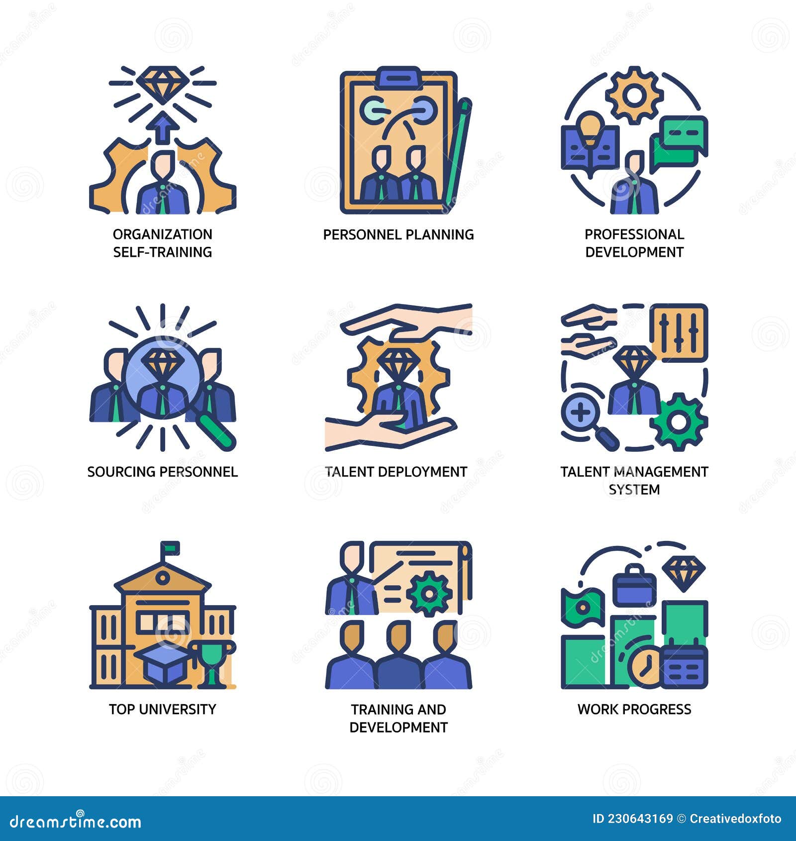 Talent Management Icon Set stock vector. Illustration of planning ...