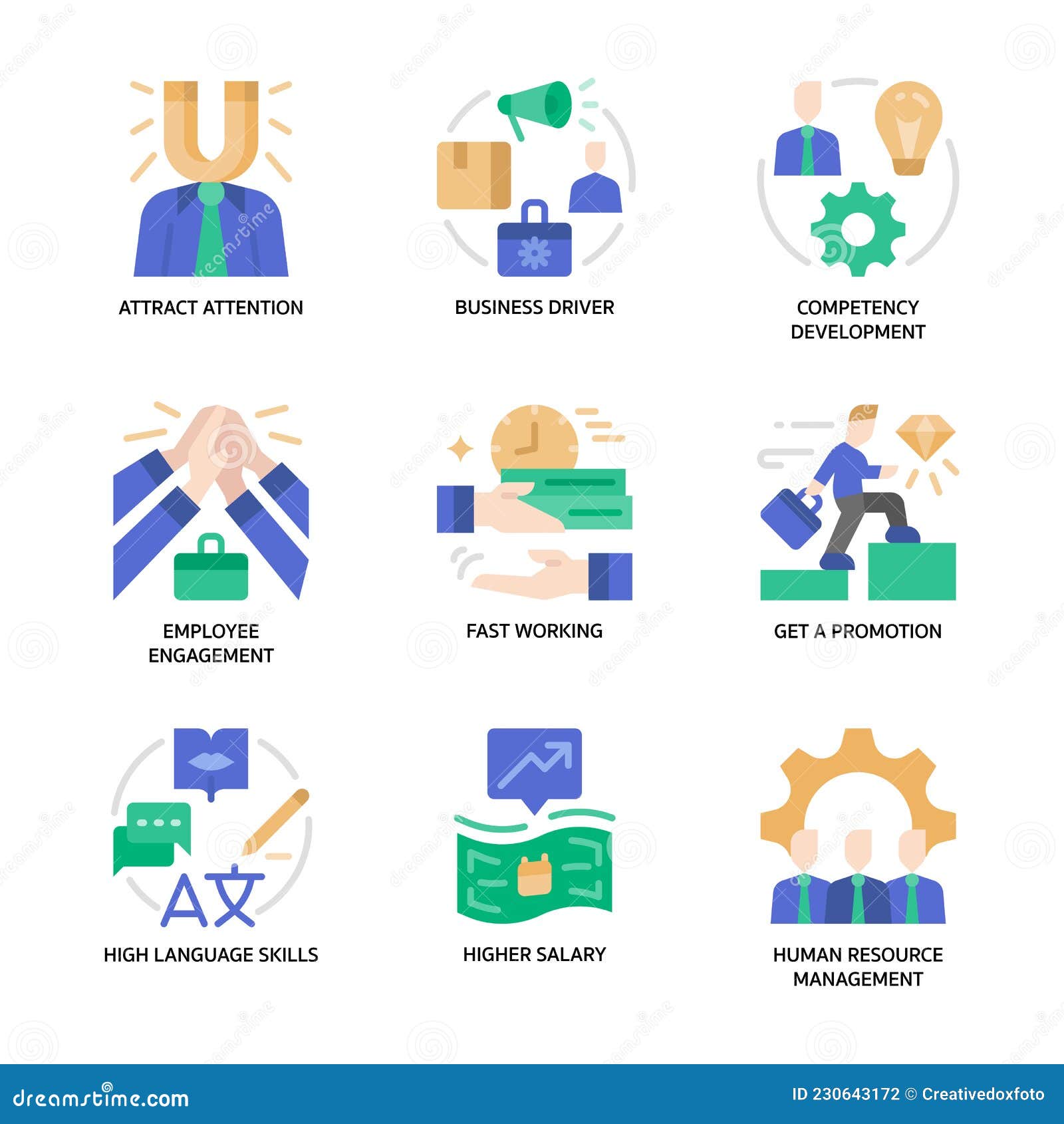 Talent Management Icon Set stock vector. Illustration of management ...