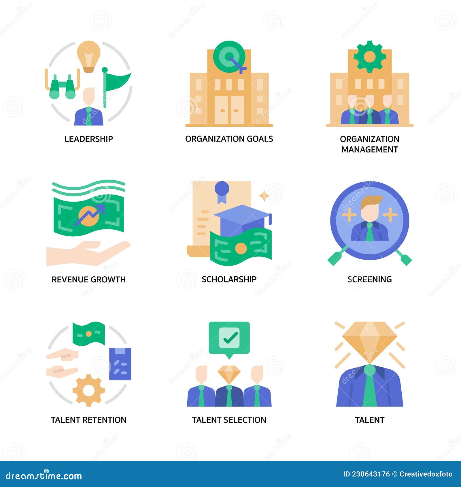 Talent Management Icon Set stock vector. Illustration of flat - 230643176
