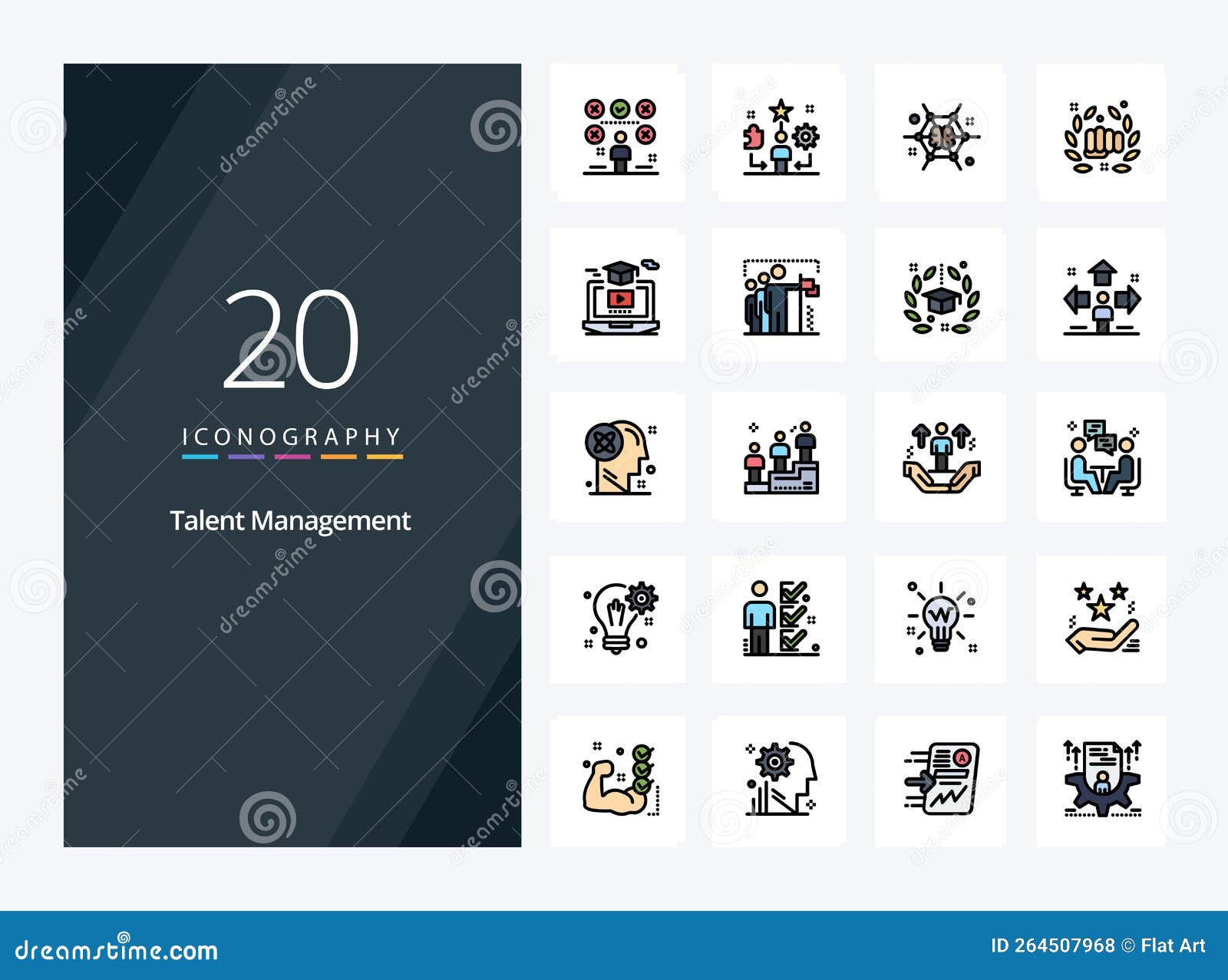 20 Talent Management Line Filled Icon for Presentation Stock Vector ...