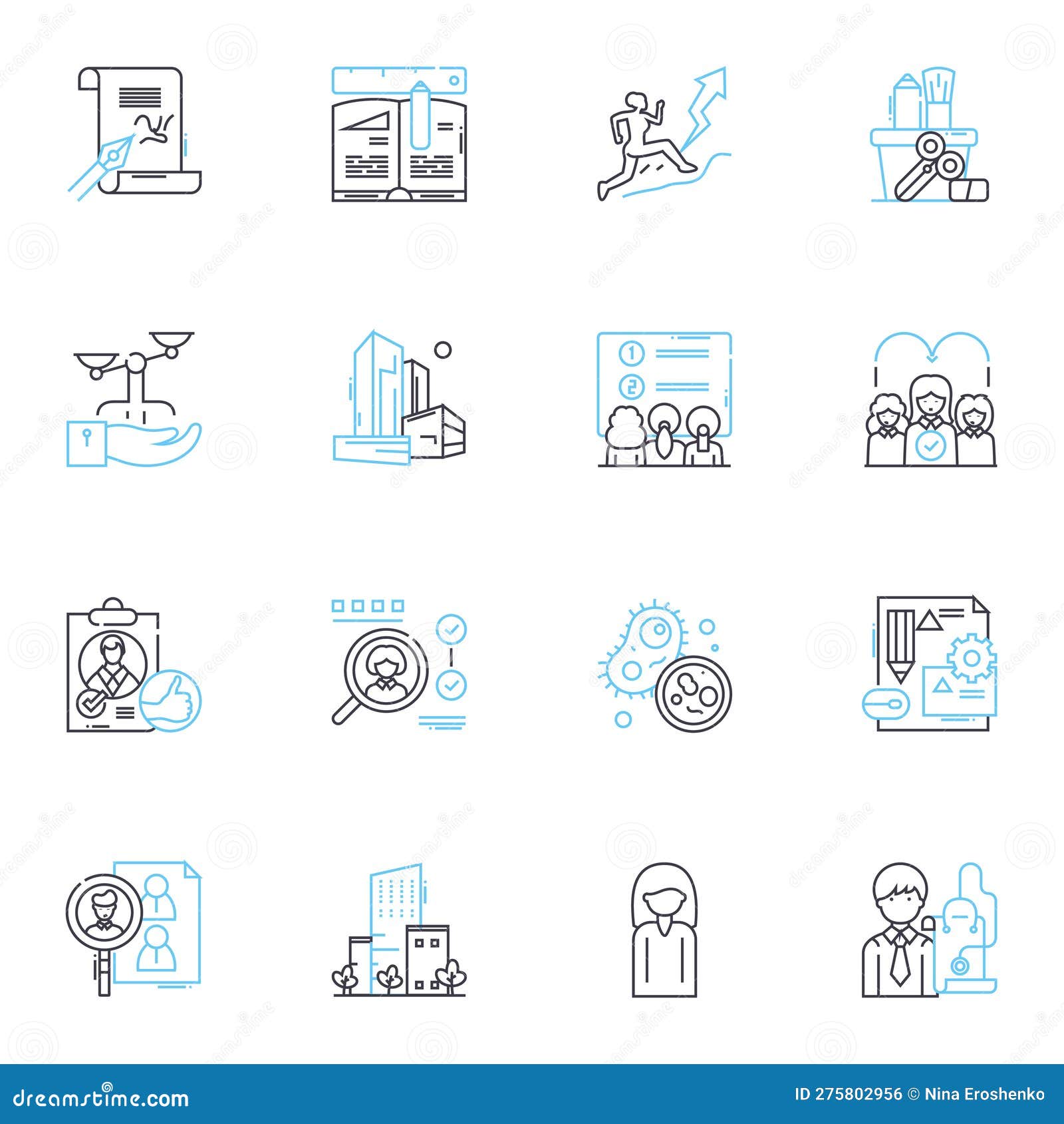 Talent Scouting Linear Icons Set. Identification, Assessment ...