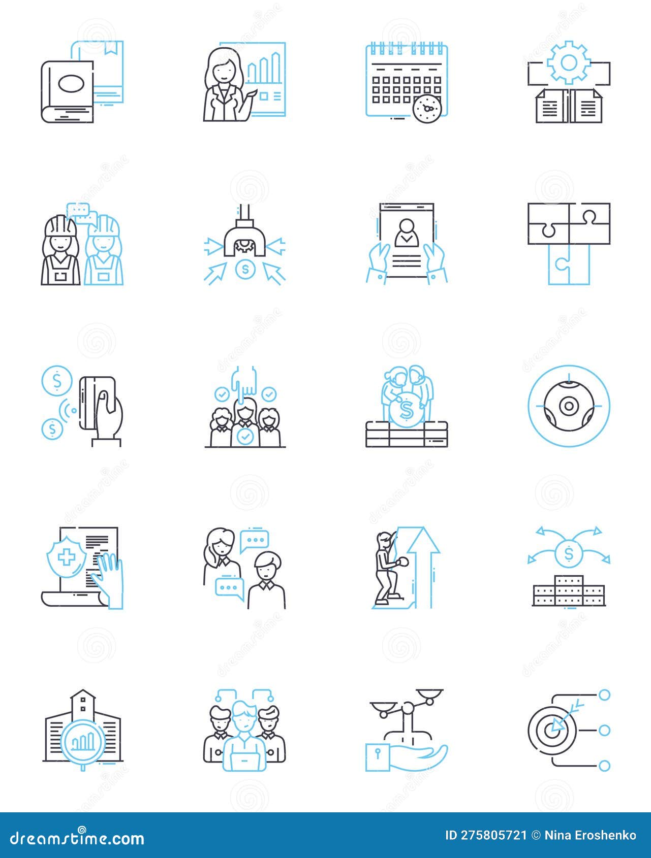 Talent Scouting Linear Icons Set. Identification, Assessment ...