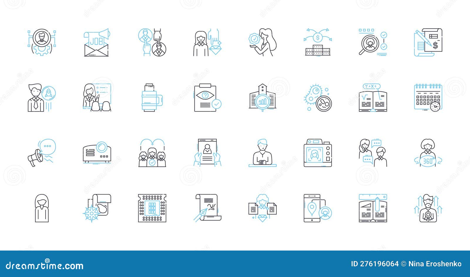 Talent Scouting Linear Icons Set. Identification, Assessment ...