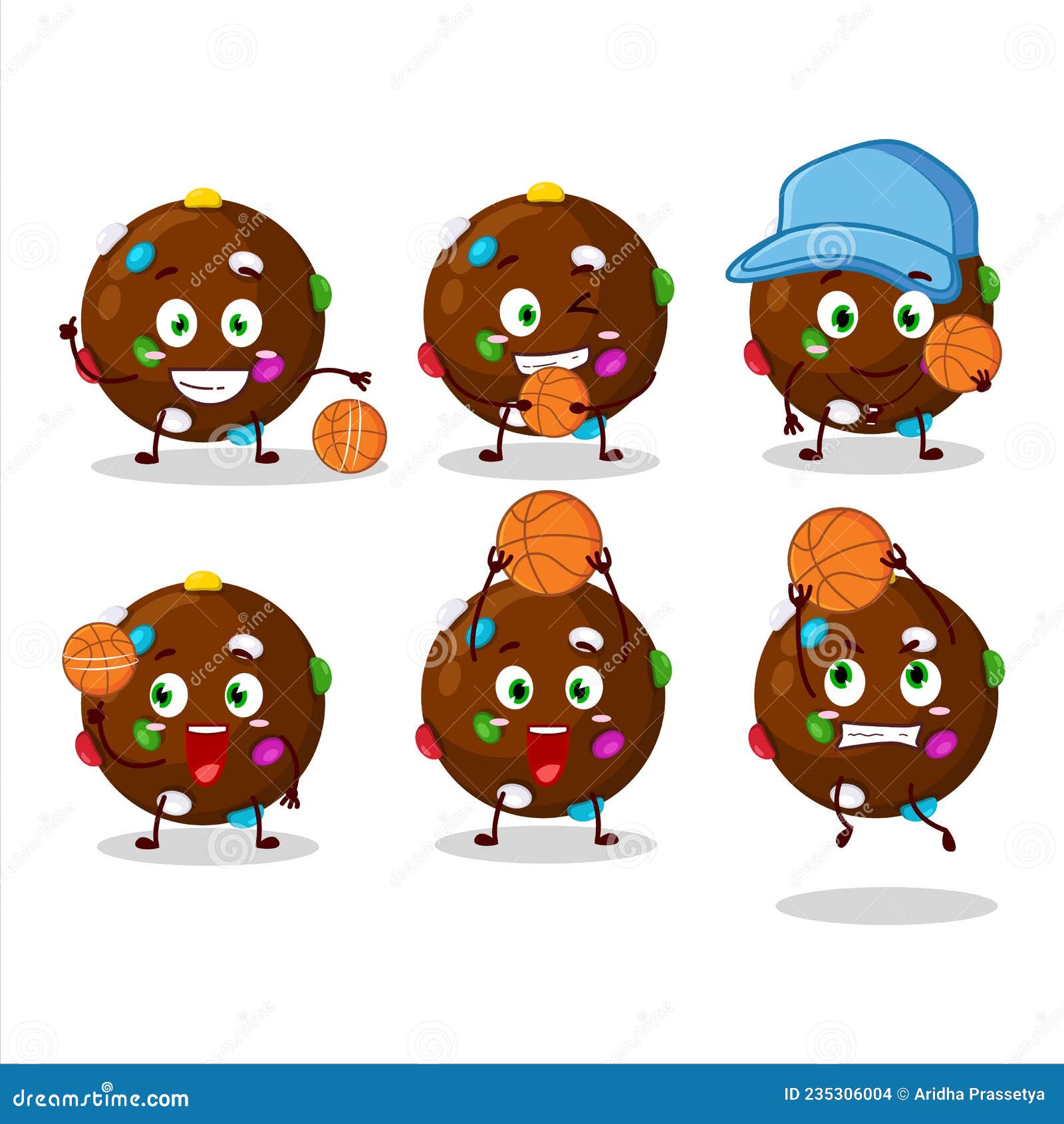 Talented Chocolate Candy Cartoon Character As A Basketball Athlete
