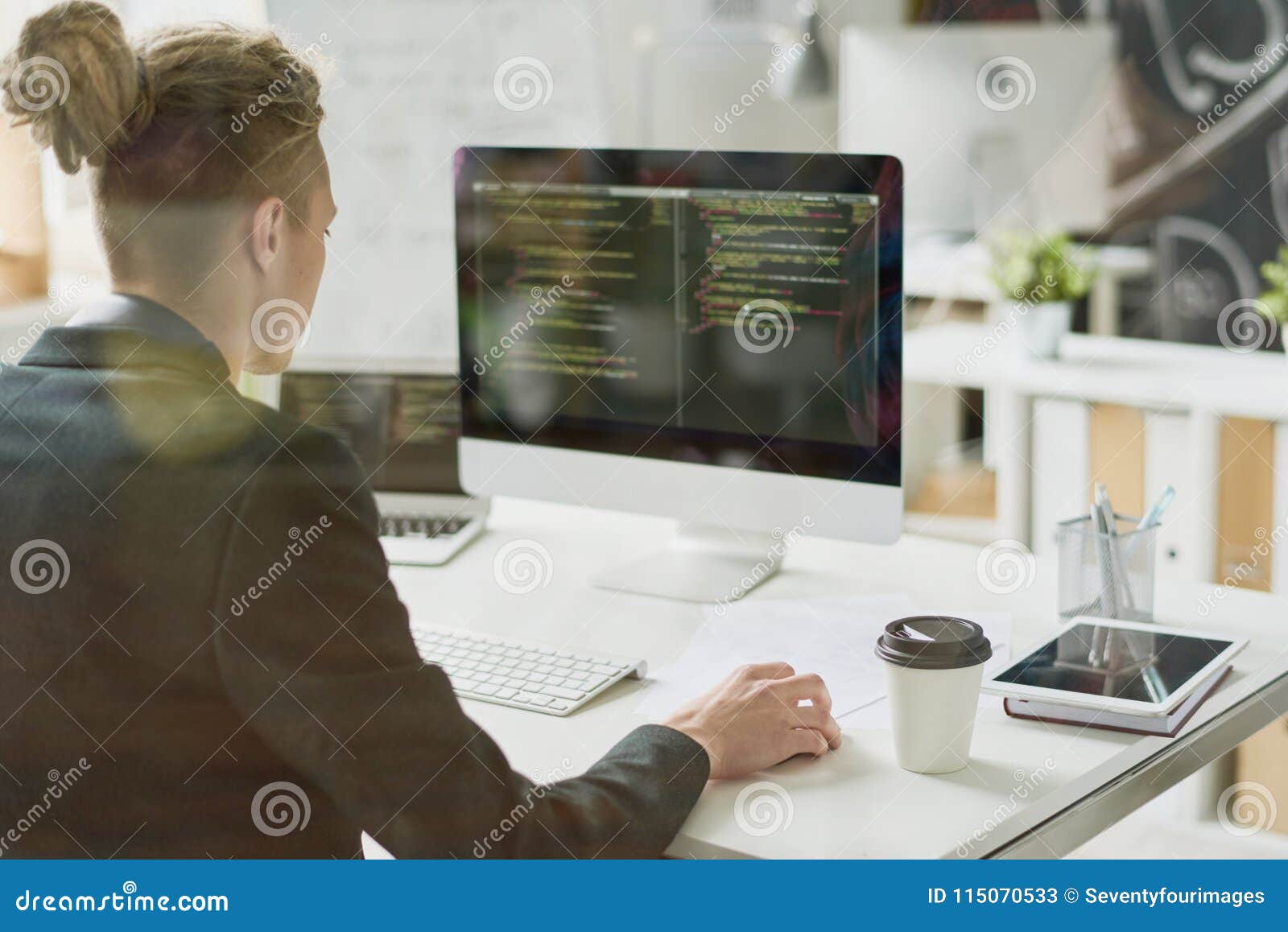 Talented Coder Working with Computer Language Stock Image - Image of ...