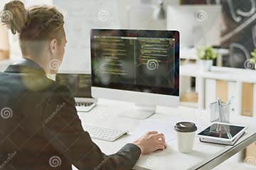 Talented Coder Working with Computer Language Stock Image - Image of ...