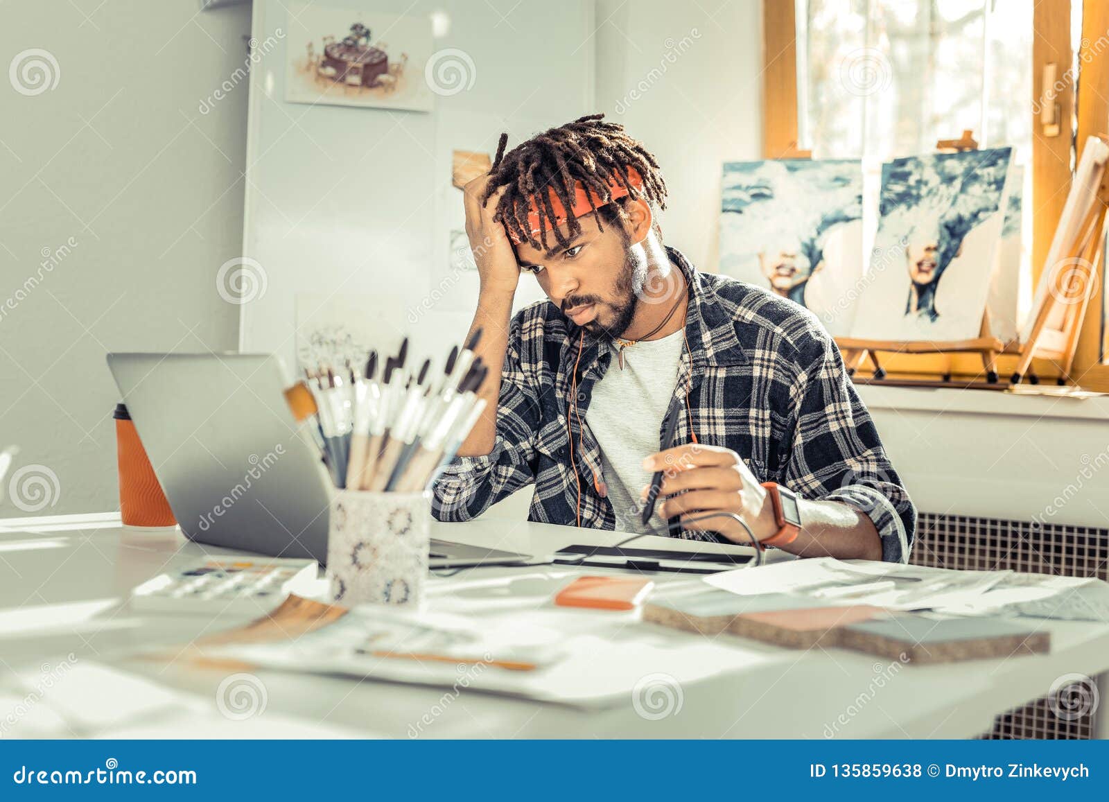 Talented Creative Graphic Designer Working on New Project Stock Photo ...