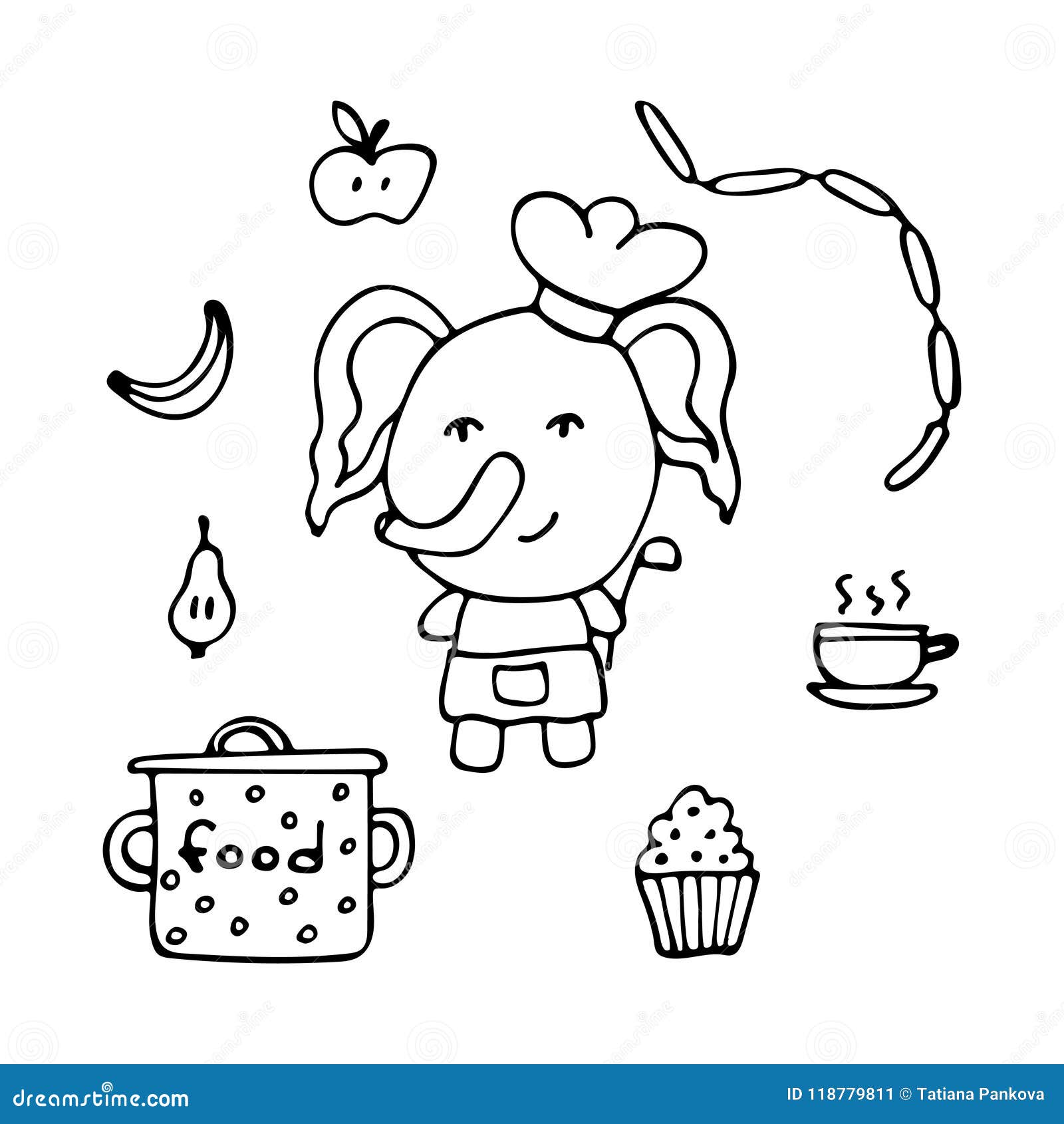 Elephant Cook Illustration | CartoonDealer.com #117378098