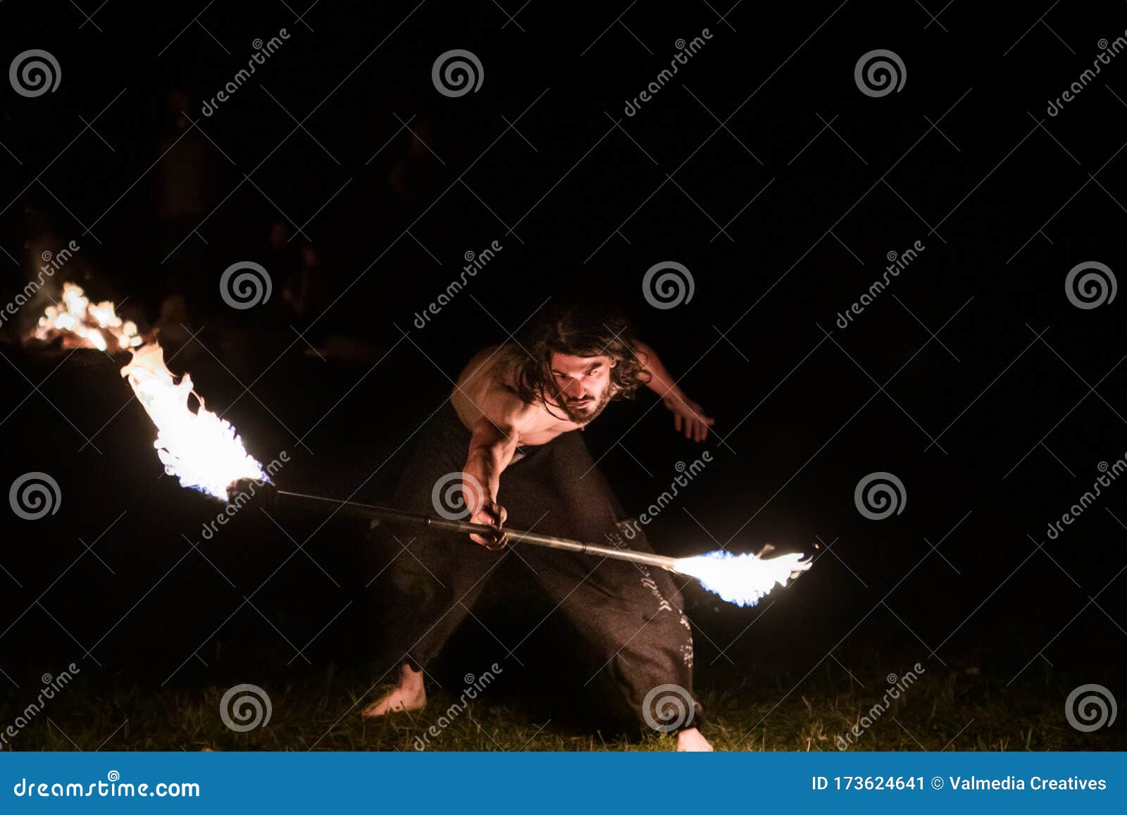 Earth Festival Pole Fire Dance Performer Stock Image - Image of motion ...