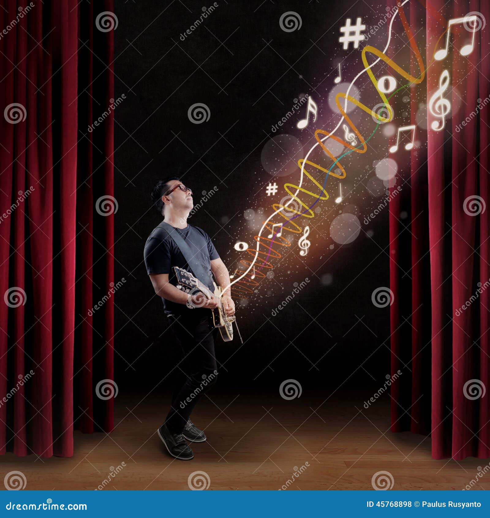 Talented Guitarist Perform on a Stage Stock Photo - Image of career ...