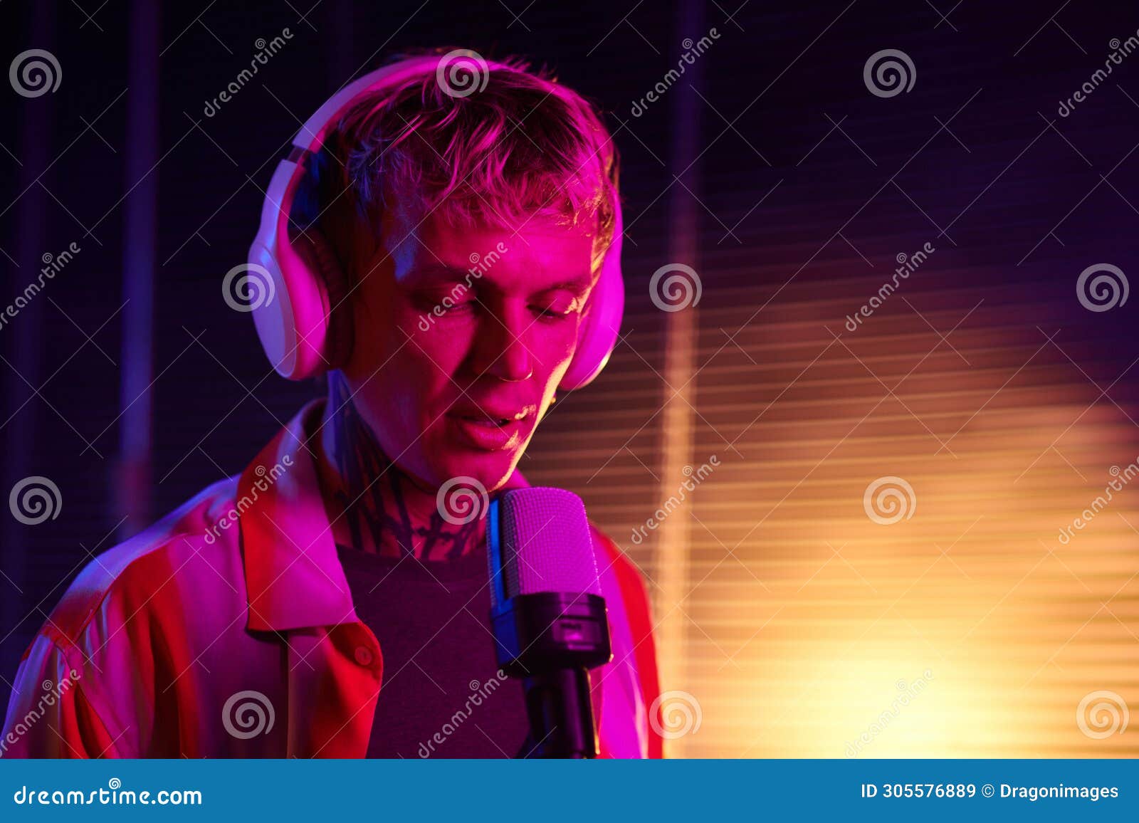 Talented Man Singing Song stock image. Image of dark - 305576889