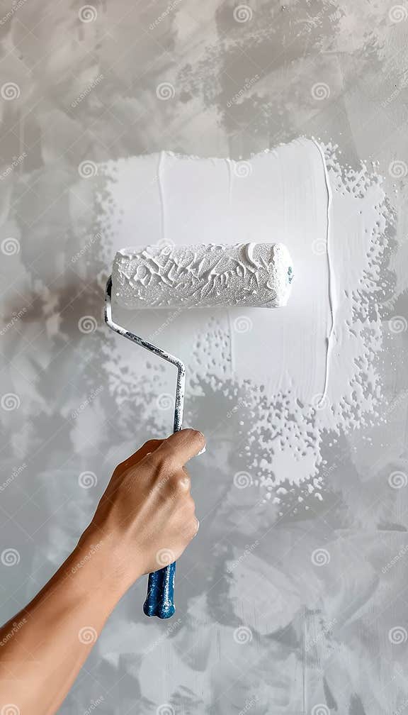 Talented Painter Skillfully Applying Paint To a Wall Using a Precise ...