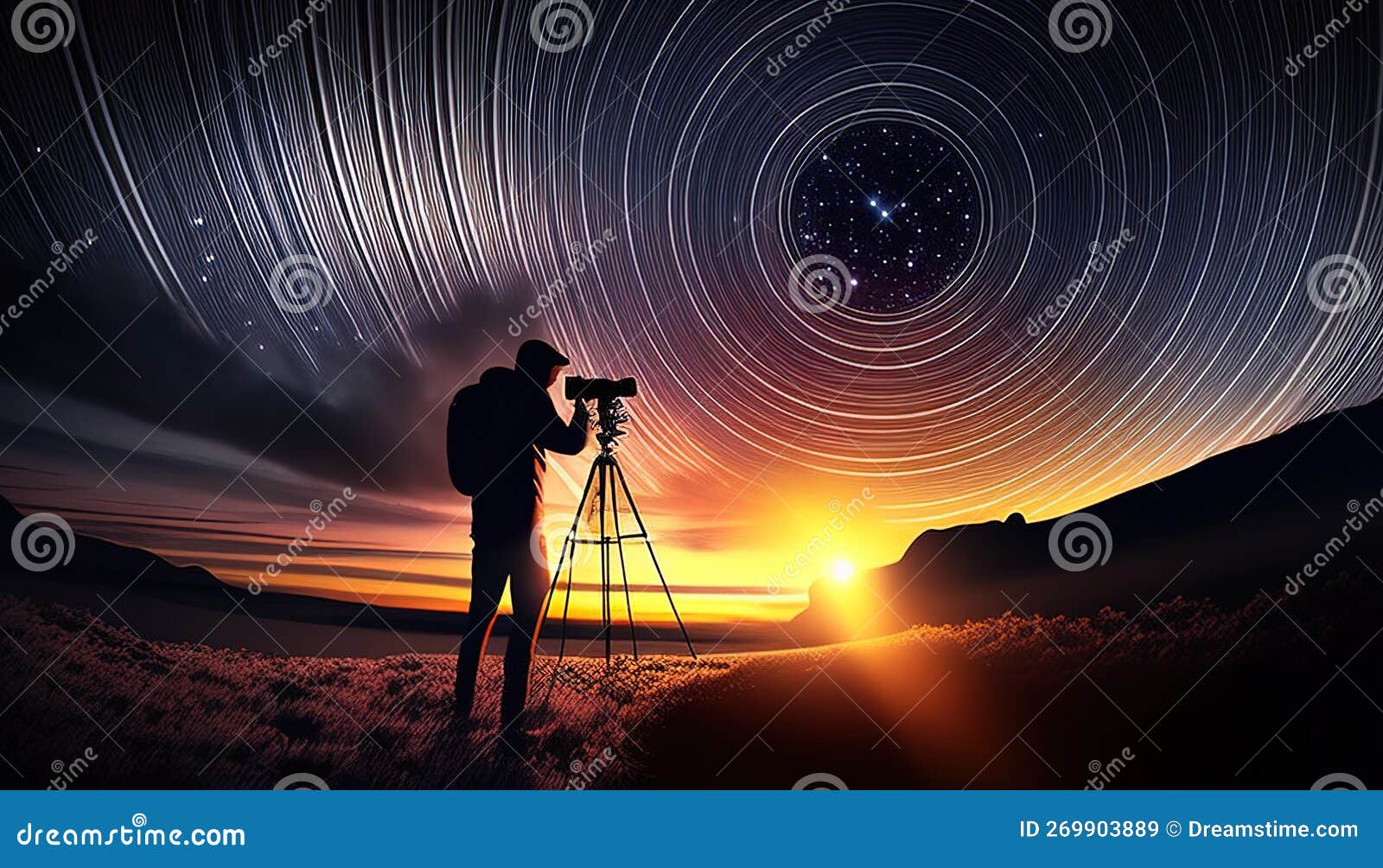 Talented Photographer Capturing Stunning Star Scape, Under Clear Night ...