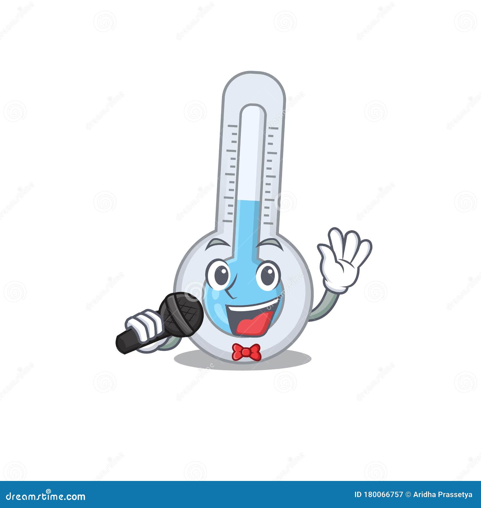 Talented Singer of Cold Thermometer Cartoon Character Holding a ...