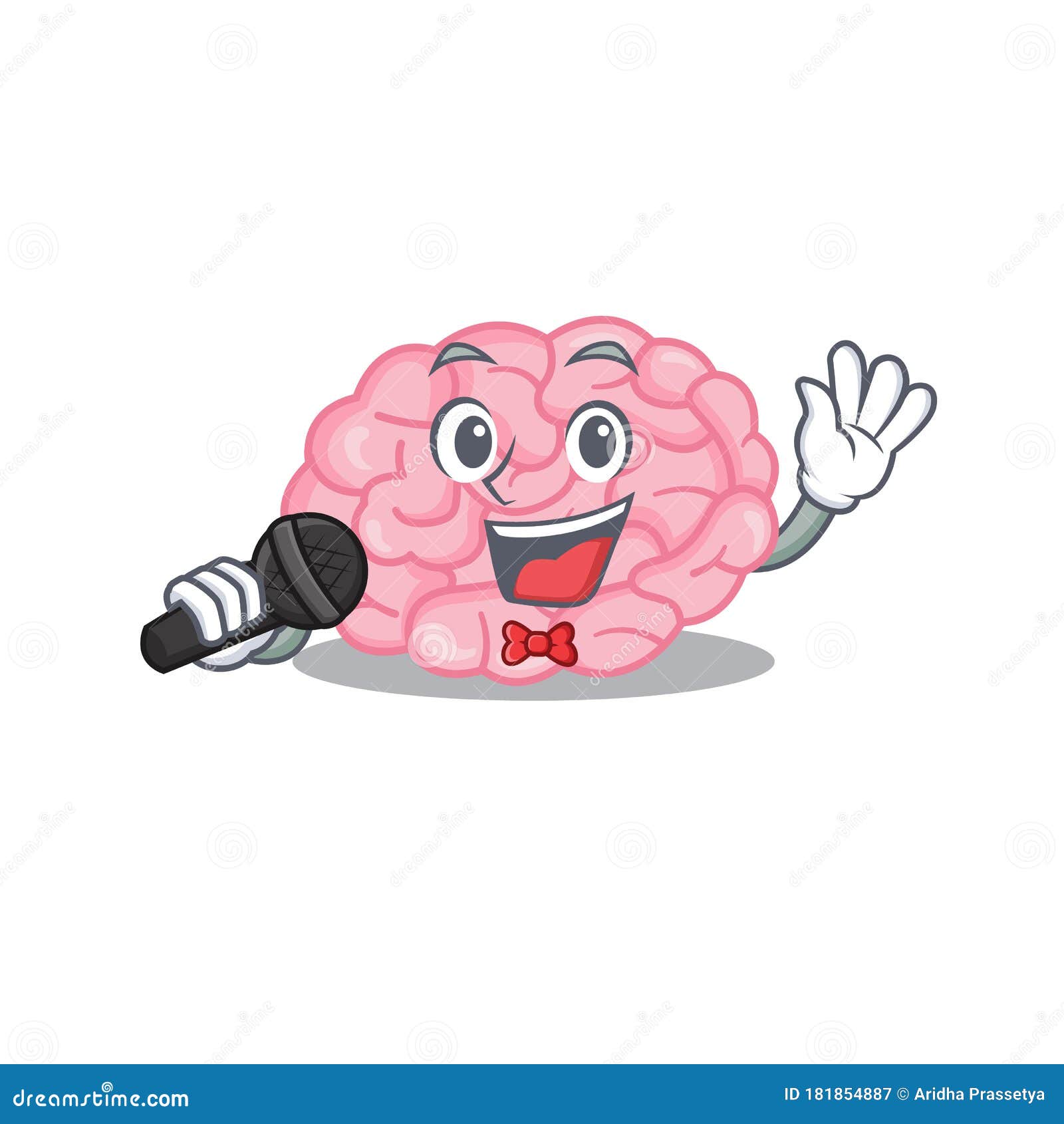 Talented Singer of Human Brain Cartoon Character Holding a Microphone ...
