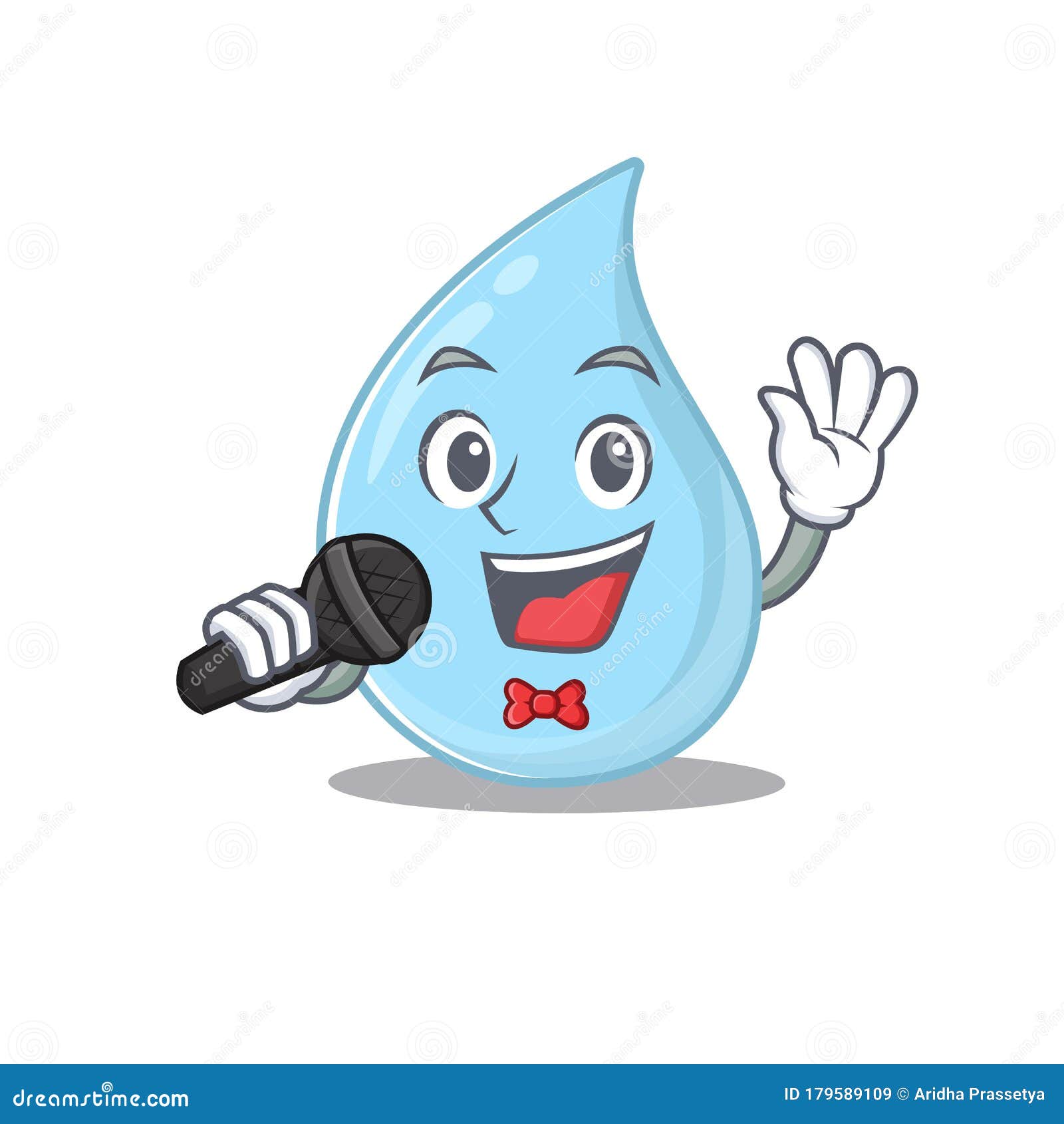Talented Singer of Raindrop Cartoon Character Holding a Microphone ...