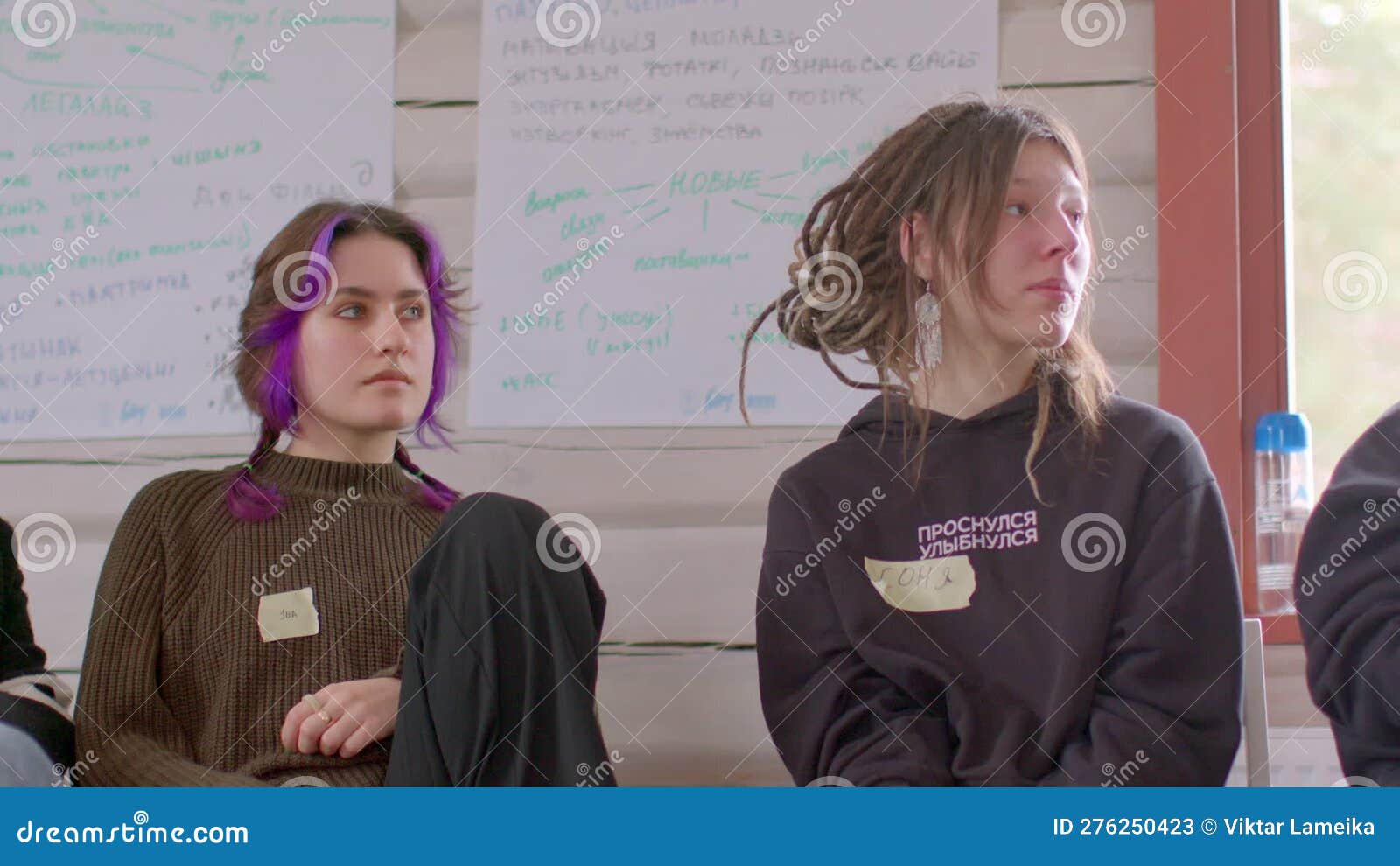 Talented Students Sit on Chairs X in the Classroom. they Look Focus ...