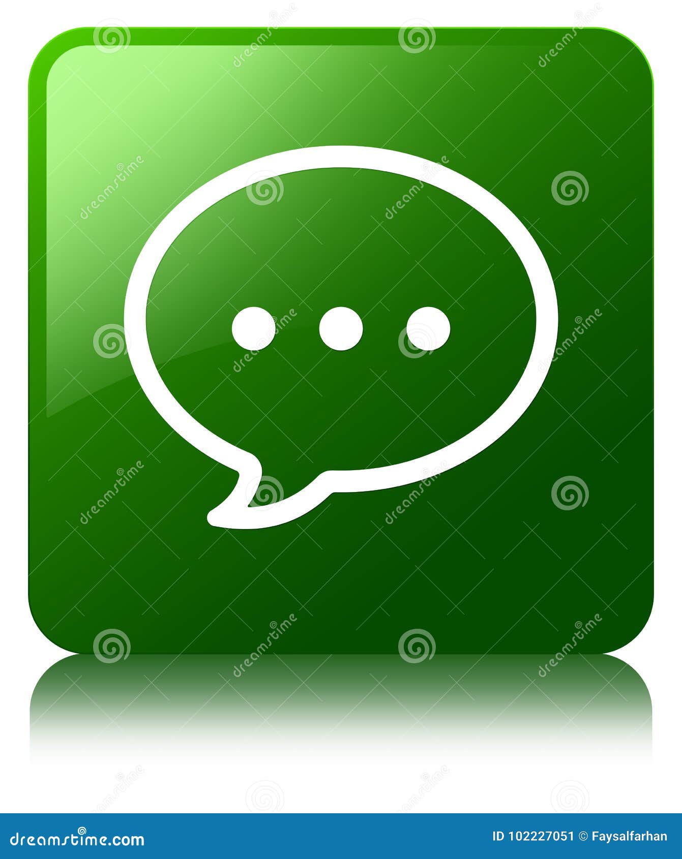 Talk Bubble Icon Green Square Button Stock Illustration - Illustration ...