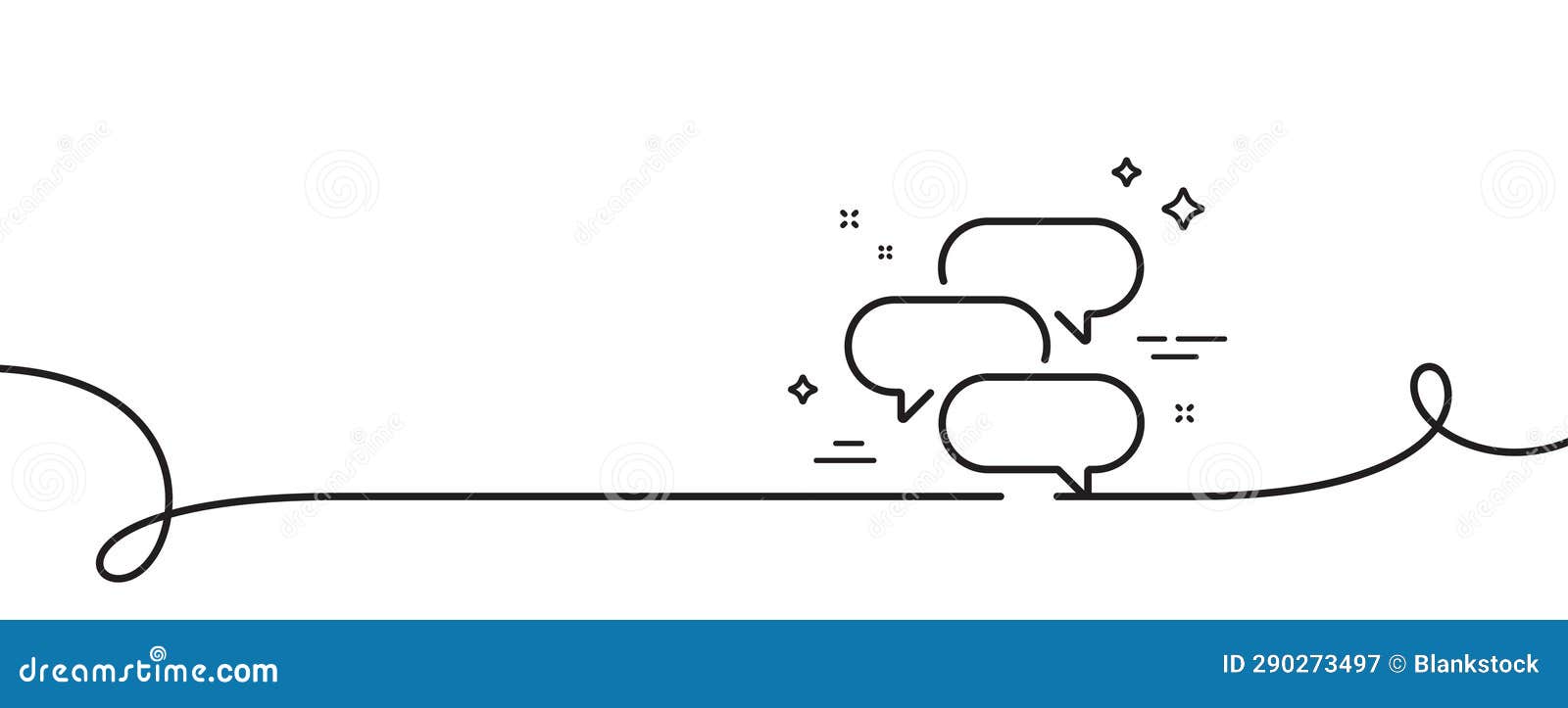 Talk Bubble Line Icon. Speech Bubble Sign. Chat Message. Continuous Line with Curl. Vector Stock ...