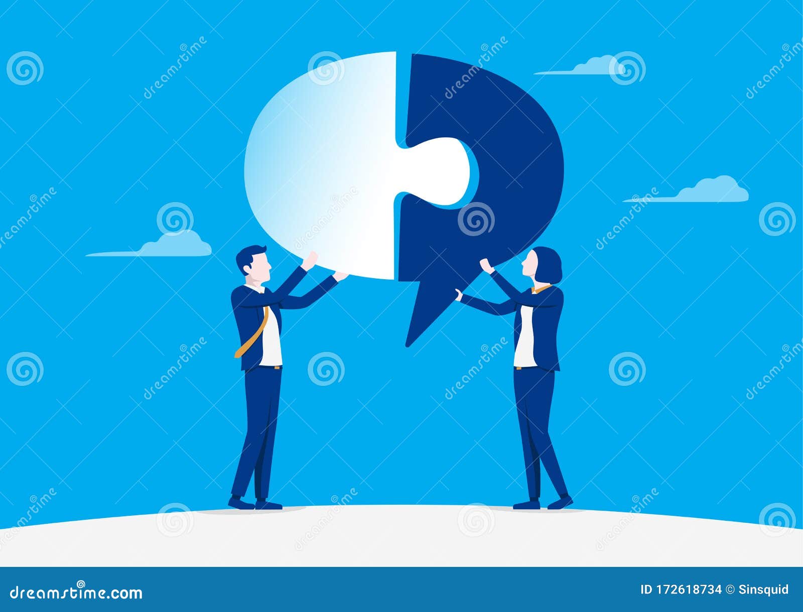 Cooperating Ideas - Two People Collaborating with Ideas. Stock Vector ...