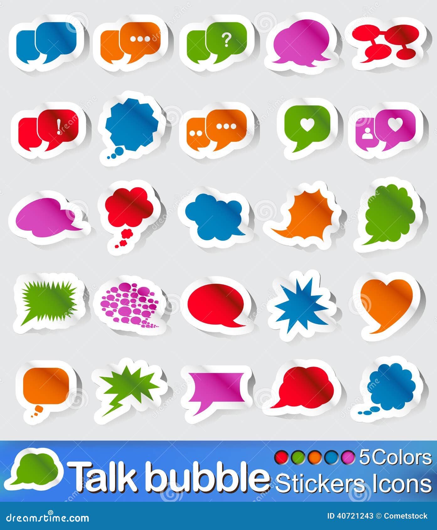 Talk bubble stickers icons stock vector. Illustration of violet - 40721243