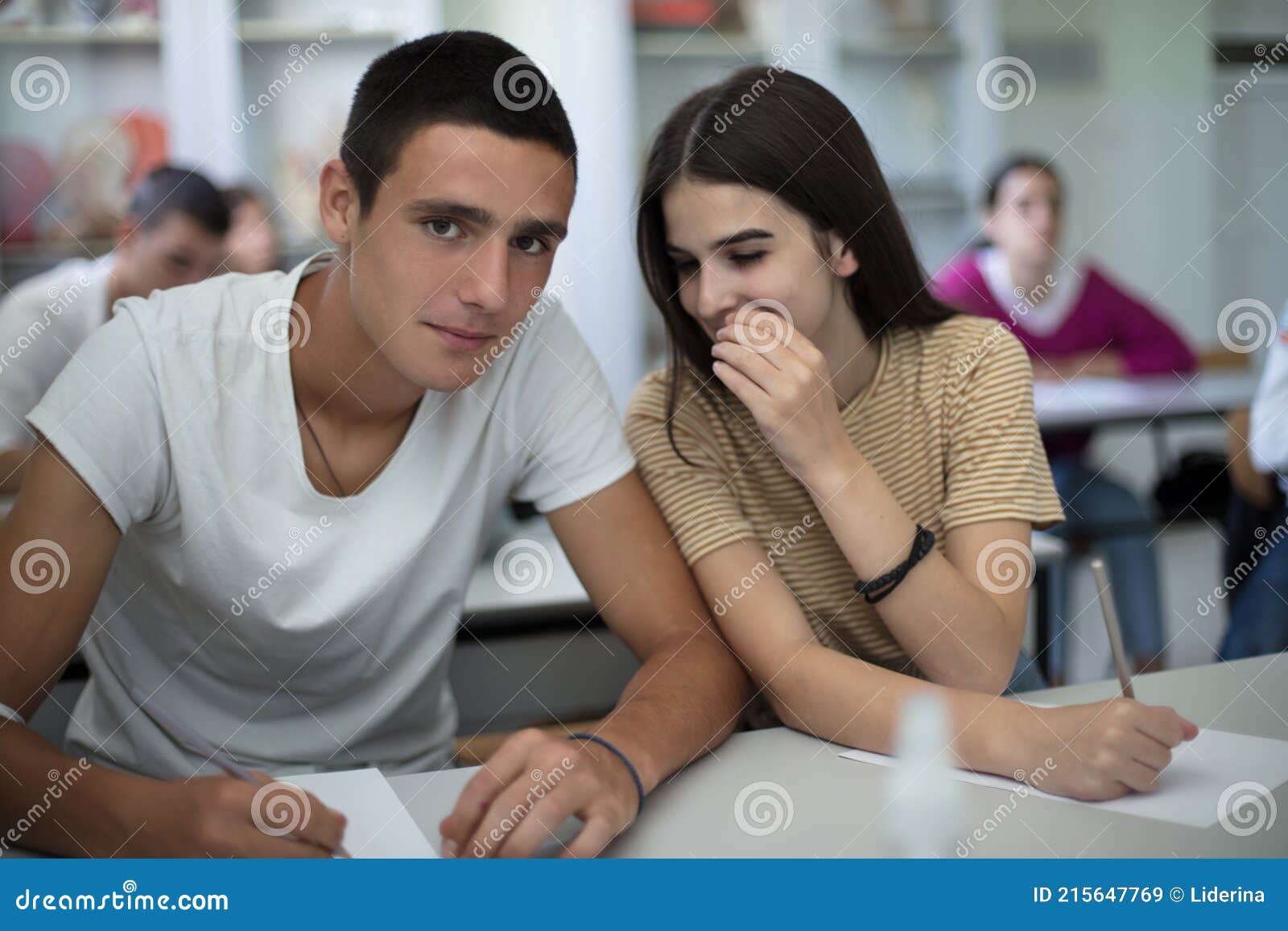 Talk on the class stock image. Image of foreground, happy - 215647769