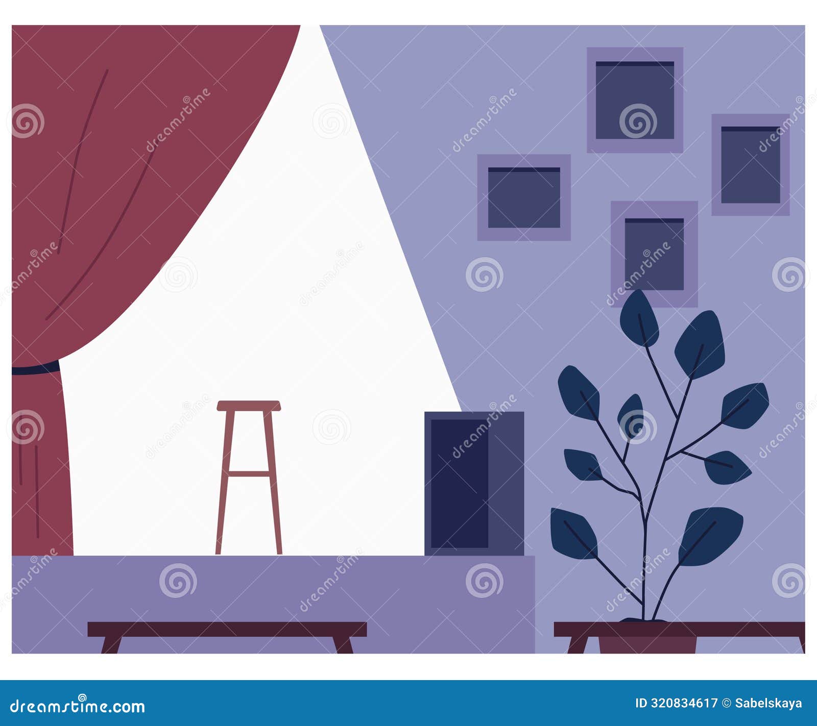 Talk, Comedy or Stand-up Show Interior, Vector Studio with Stage and ...